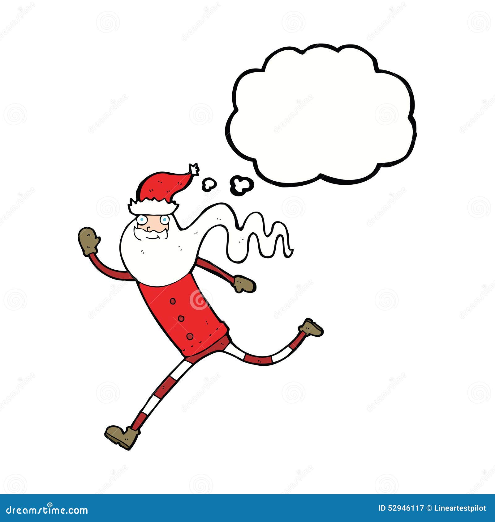 Cartoon Running Santa with Thought Bubble Stock Illustration ...