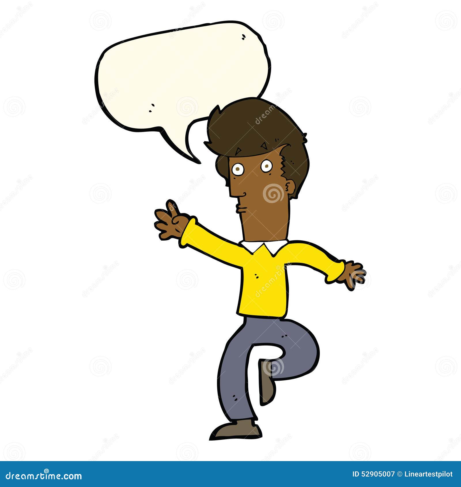 Cartoon Rushing Man with Speech Bubble Stock Illustration ...