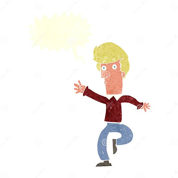 Cartoon Rushing Man with Speech Bubble Stock Illustration ...