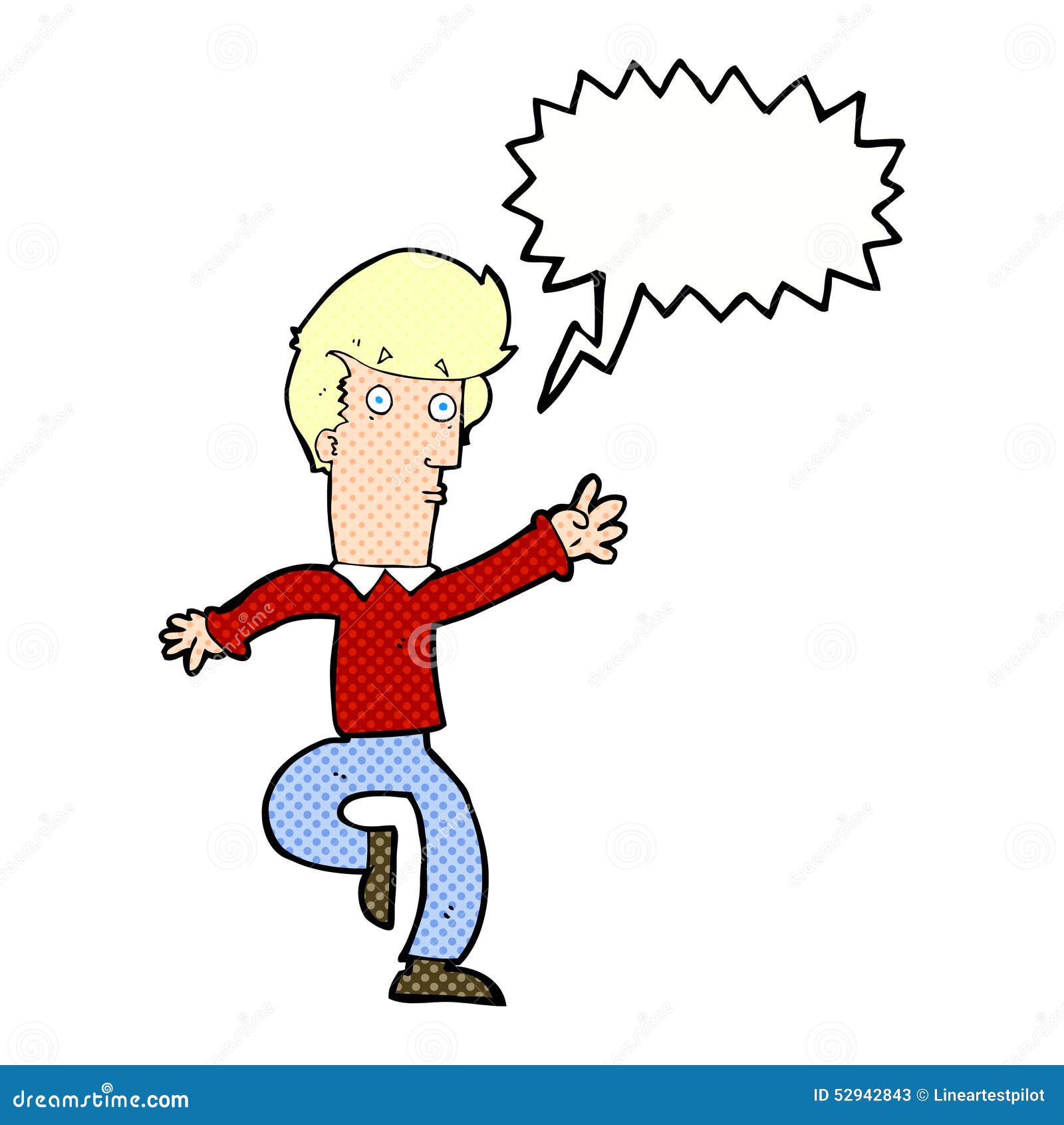 Cartoon Rushing Man with Speech Bubble Stock Illustration ...