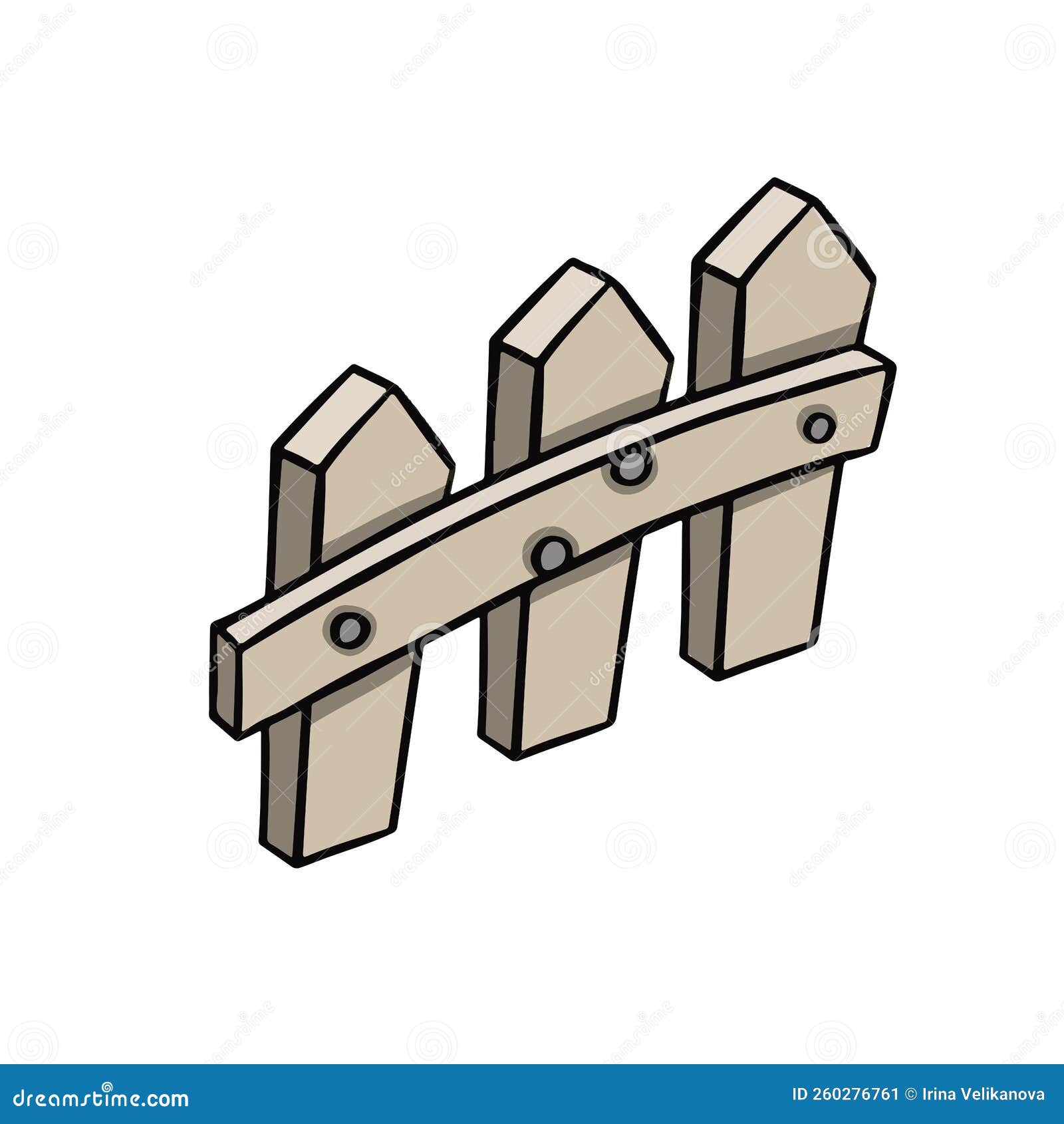 Cartoon Rustic Fence and Hedge Vector Illustration Stock Vector ...