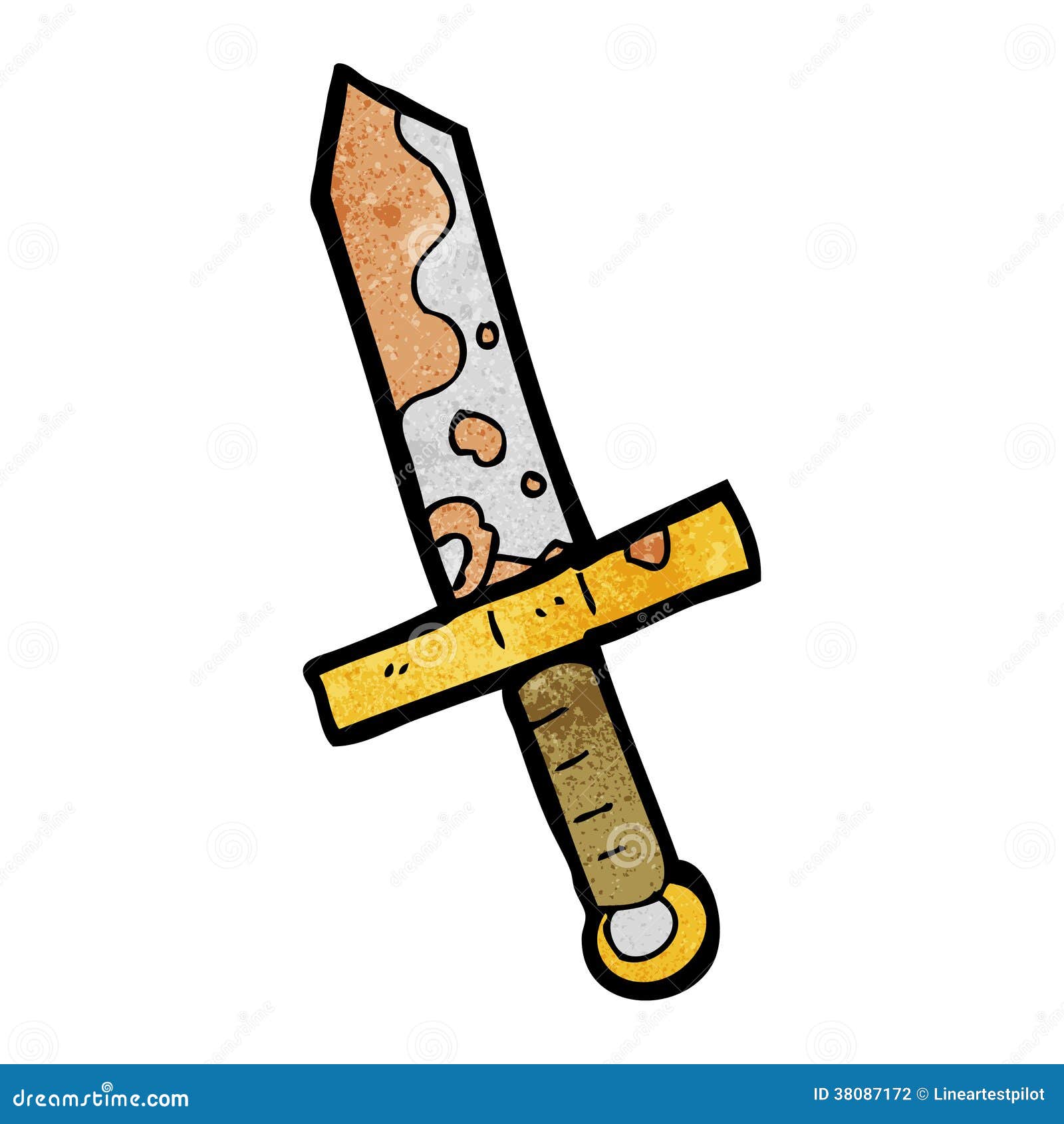 Cartoon rusty old sword stock vector. Illustration of drawn - 38087172