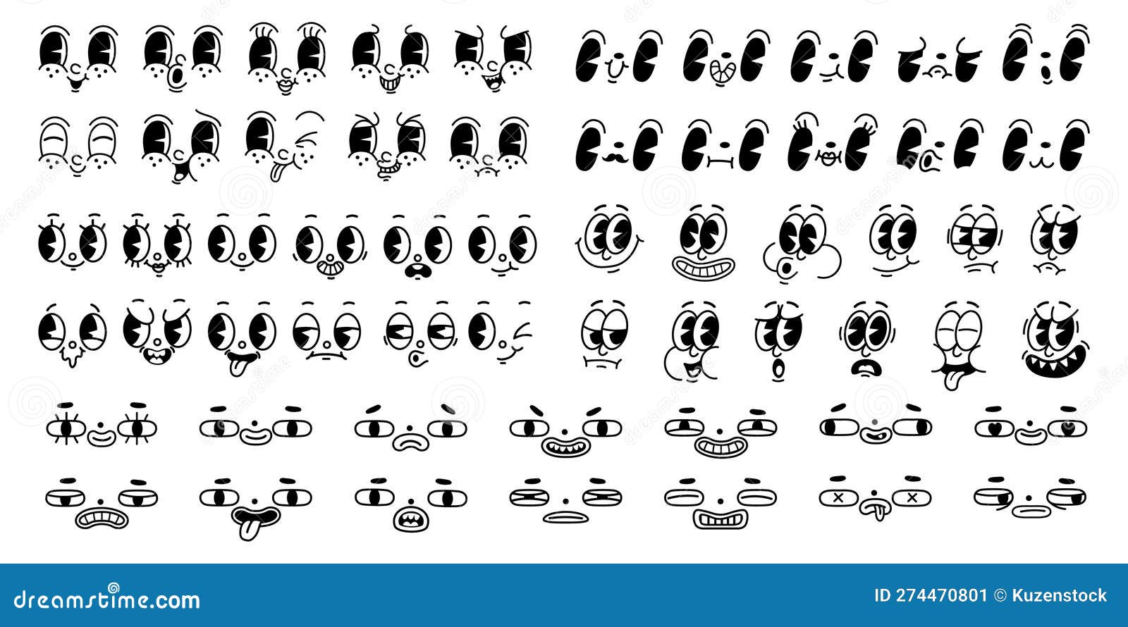 Vintage Mouth Mascot Set Vector In Retro 30s Cartoon Style. Cute, Funny ... Vintage Mouth Mascot Set Vector In Retro 30s Cartoon Style. Cute, Funny ...