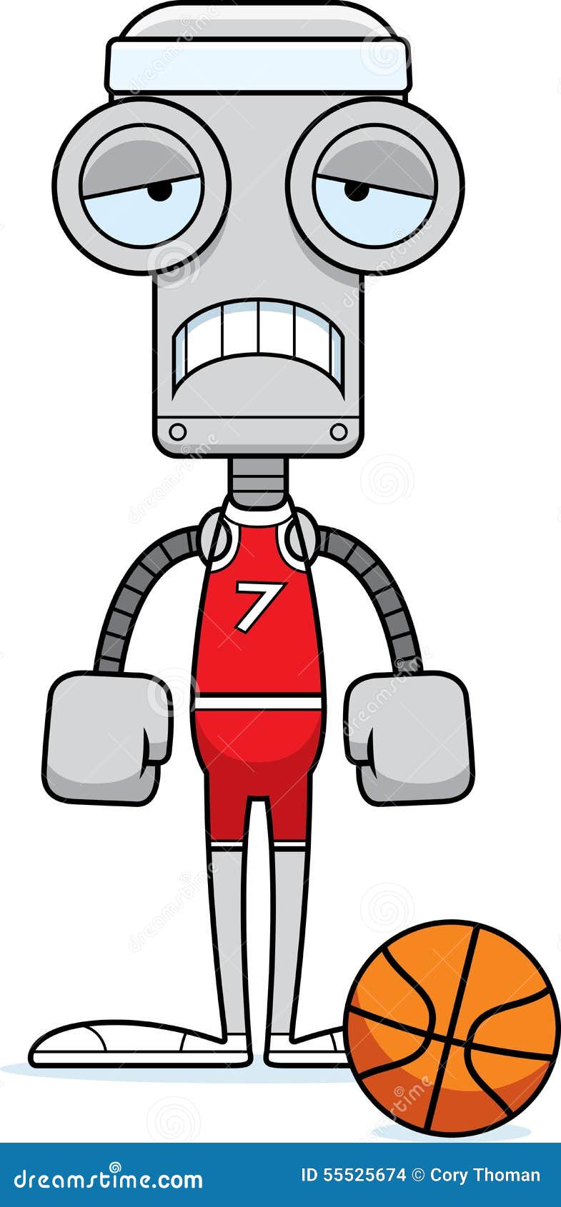 Cartoon Sad Basketball Player Robot Stock Vector - Illustration of ball ...
