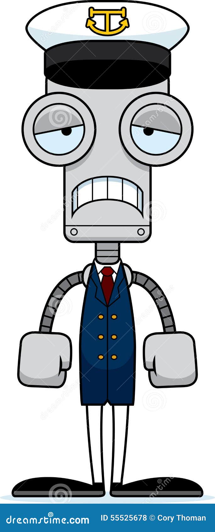 Cartoon Sad Boat Captain Robot Stock Vector - Illustration of boat ...