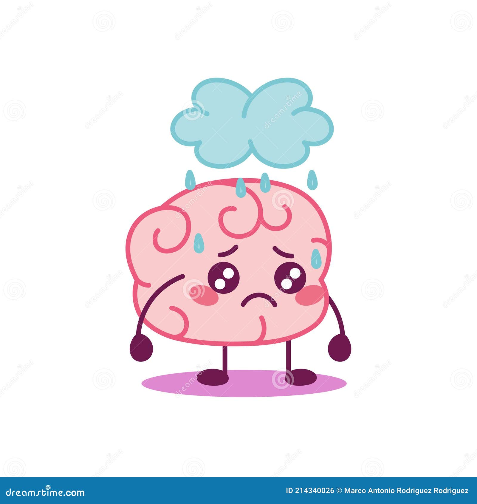 Cartoon of a sad brain stock vector. Illustration of education - 214340026