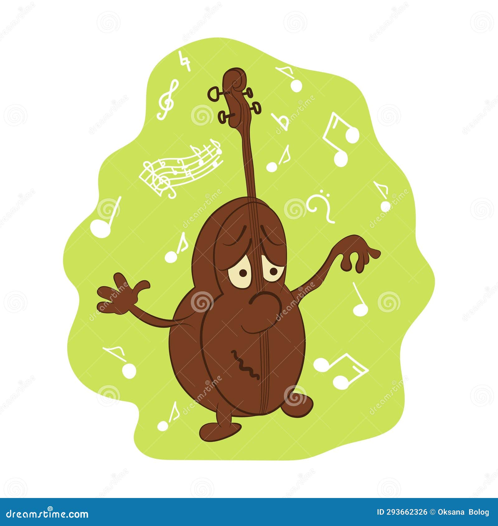 Cartoon sad cello stock vector. Illustration of sheet - 293662326