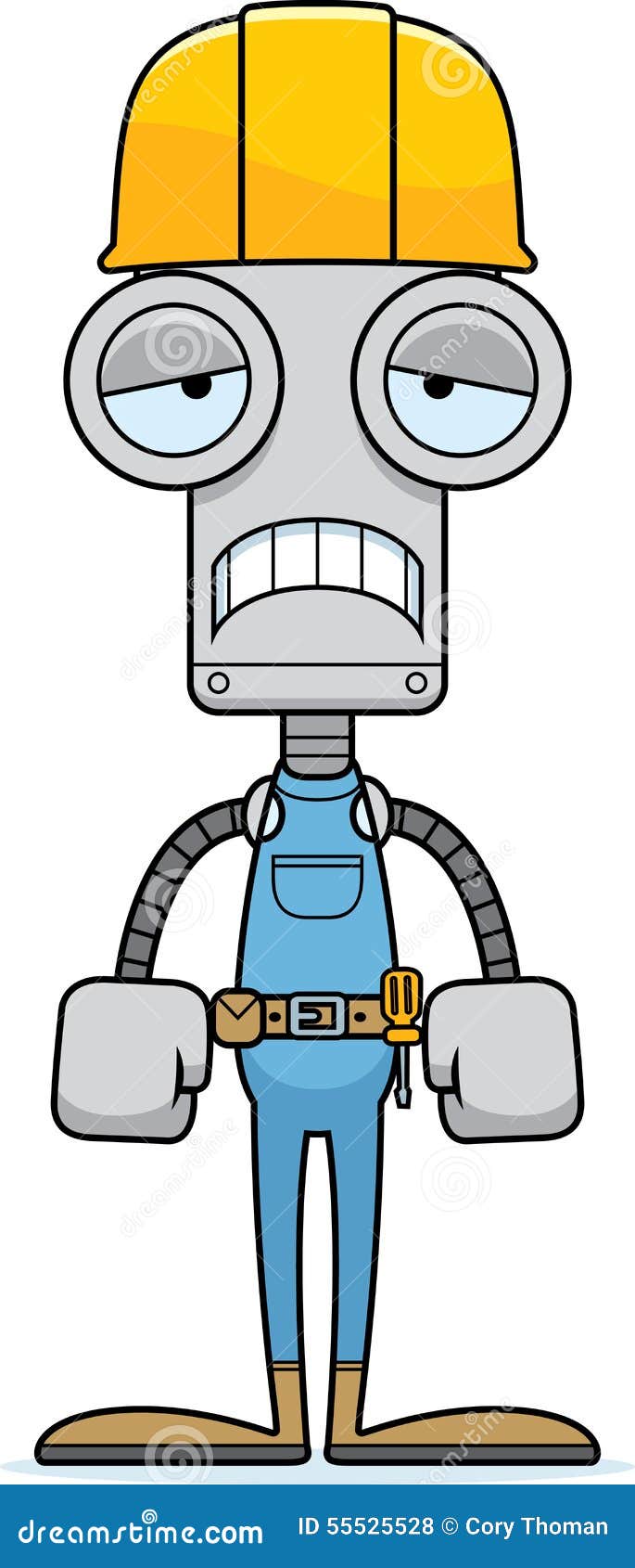 Cartoon Sad Construction Worker Robot Stock Vector - Illustration of ...