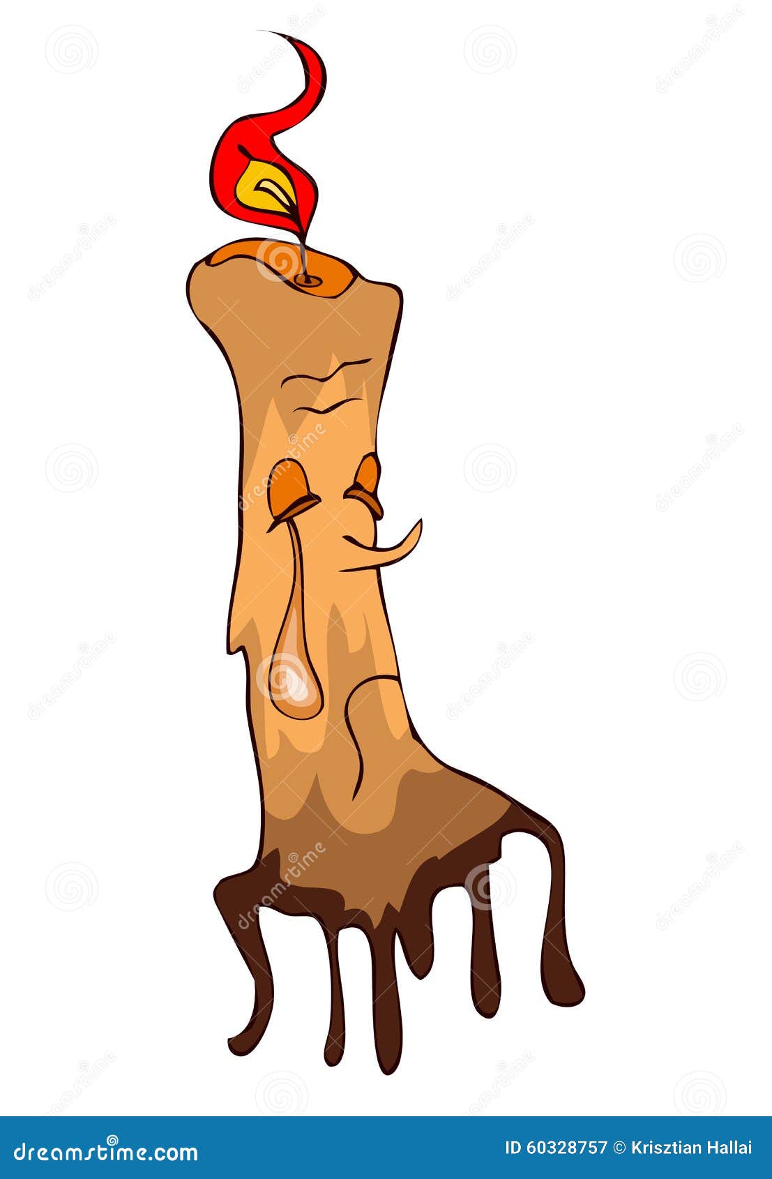 Cartoon Sad Crying Burning Candle. Stock Vector - Illustration of ...