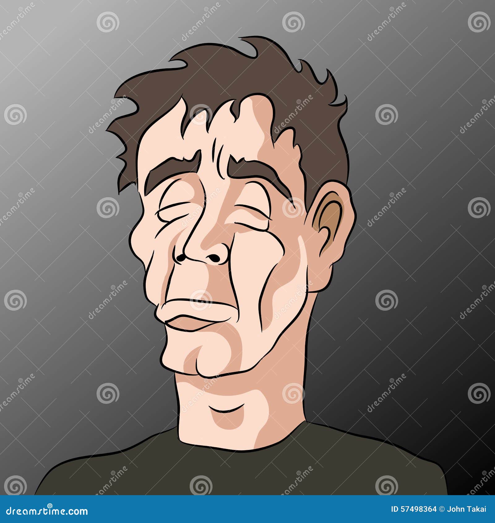 Cartoon Sad Depressed Man stock vector. Illustration of male - 57498364