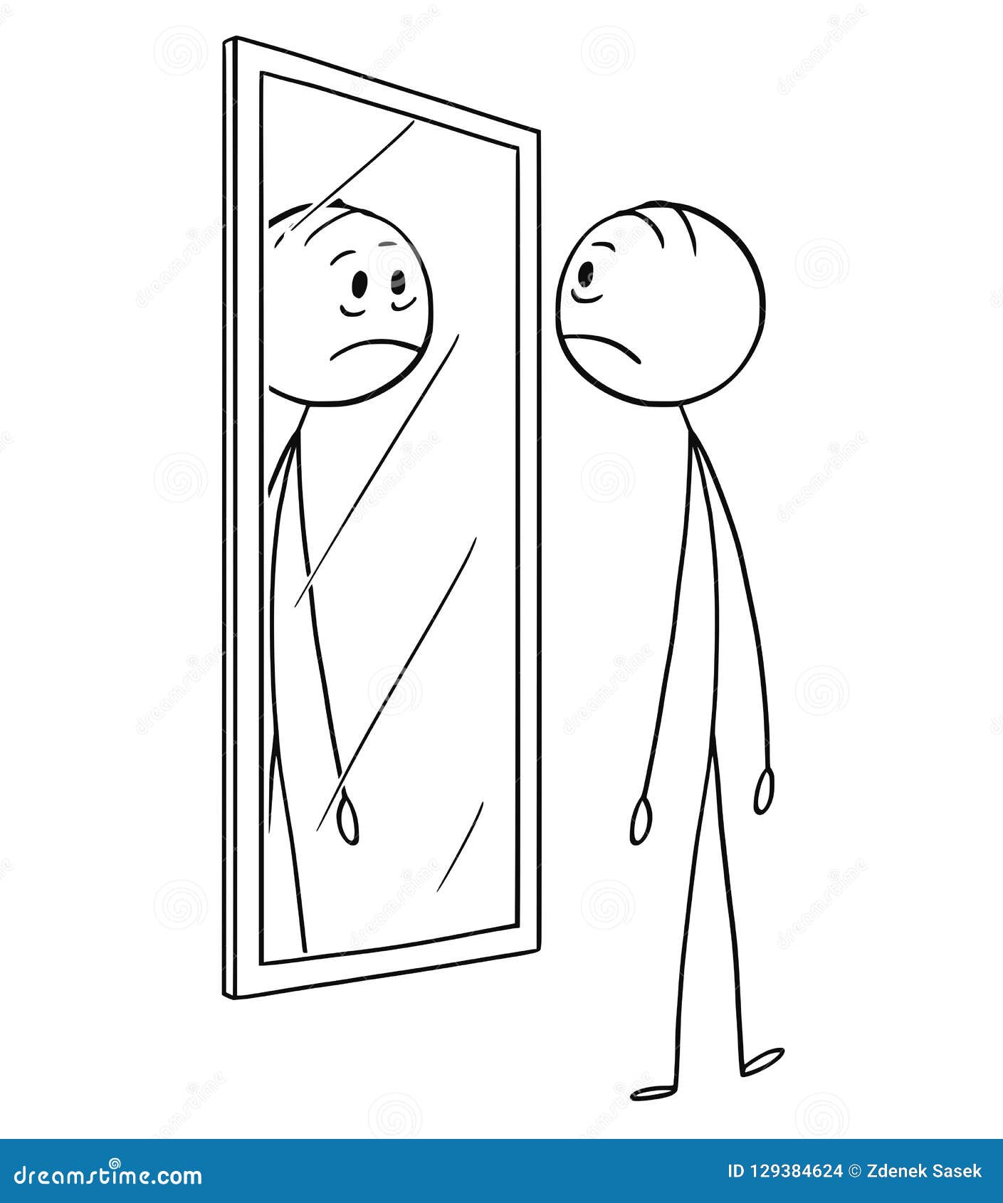 Cartoon of Sad Depressed Man Looking at Himself in the Mirror Stock ... Cartoon of Sad Depressed Man Looking at Himself in the Mirror Stock ...