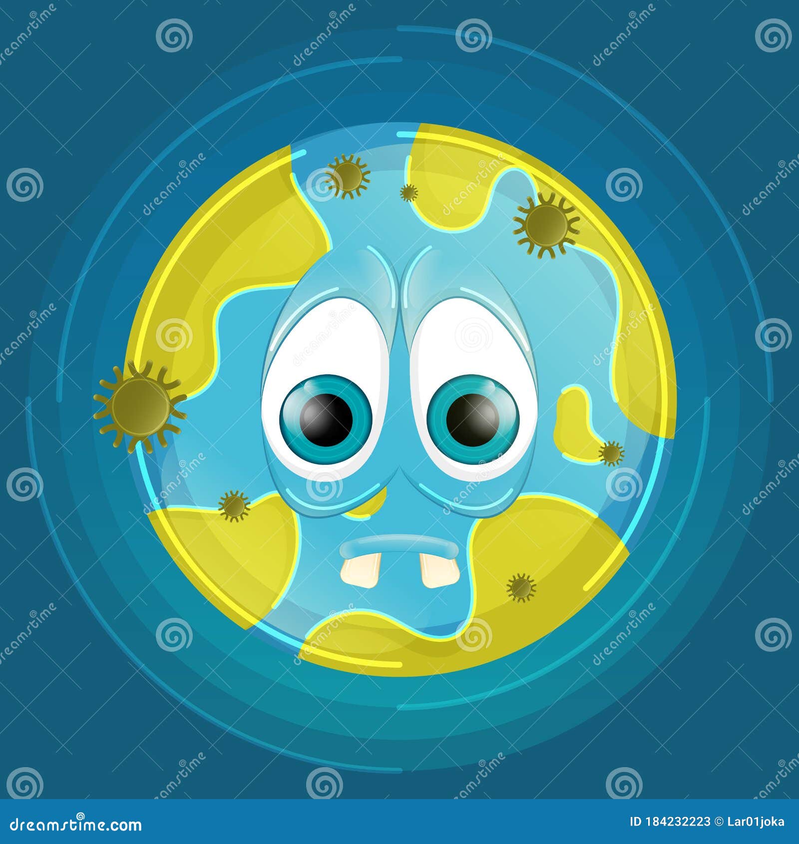 Cartoon of a Sad Earth Planet Stock Vector - Illustration of ...