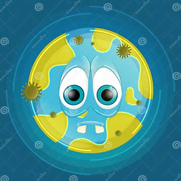 Cartoon of a Sad Earth Planet Stock Vector - Illustration of ...