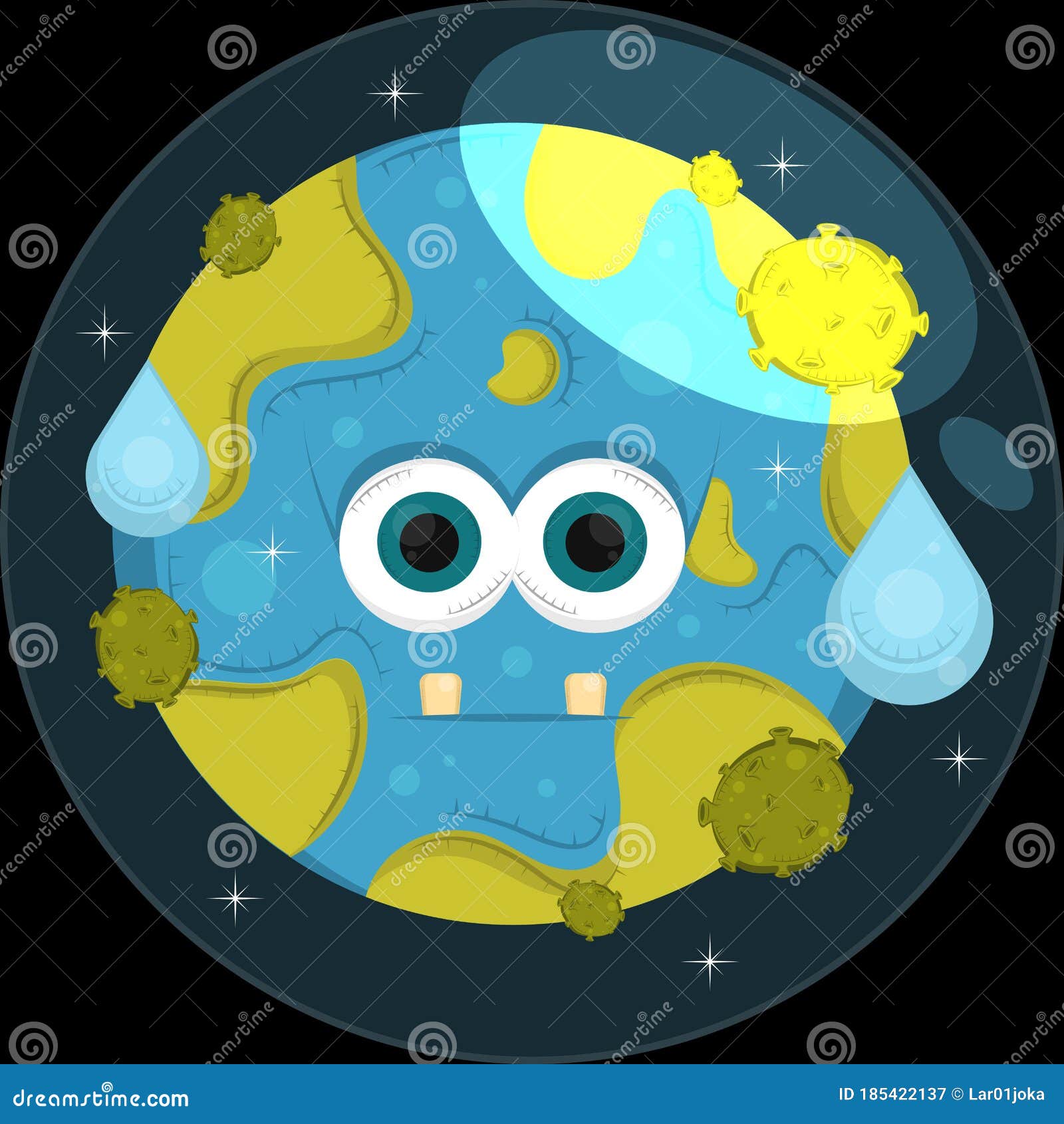 Cartoon of a Sad Earth Planet Stock Vector - Illustration of nature ...