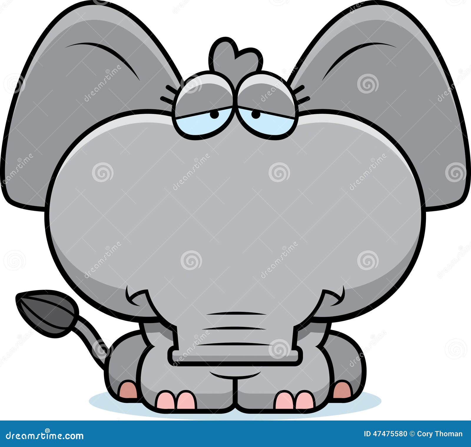 Cartoon Sad Elephant stock vector. Illustration of vector - 47475580