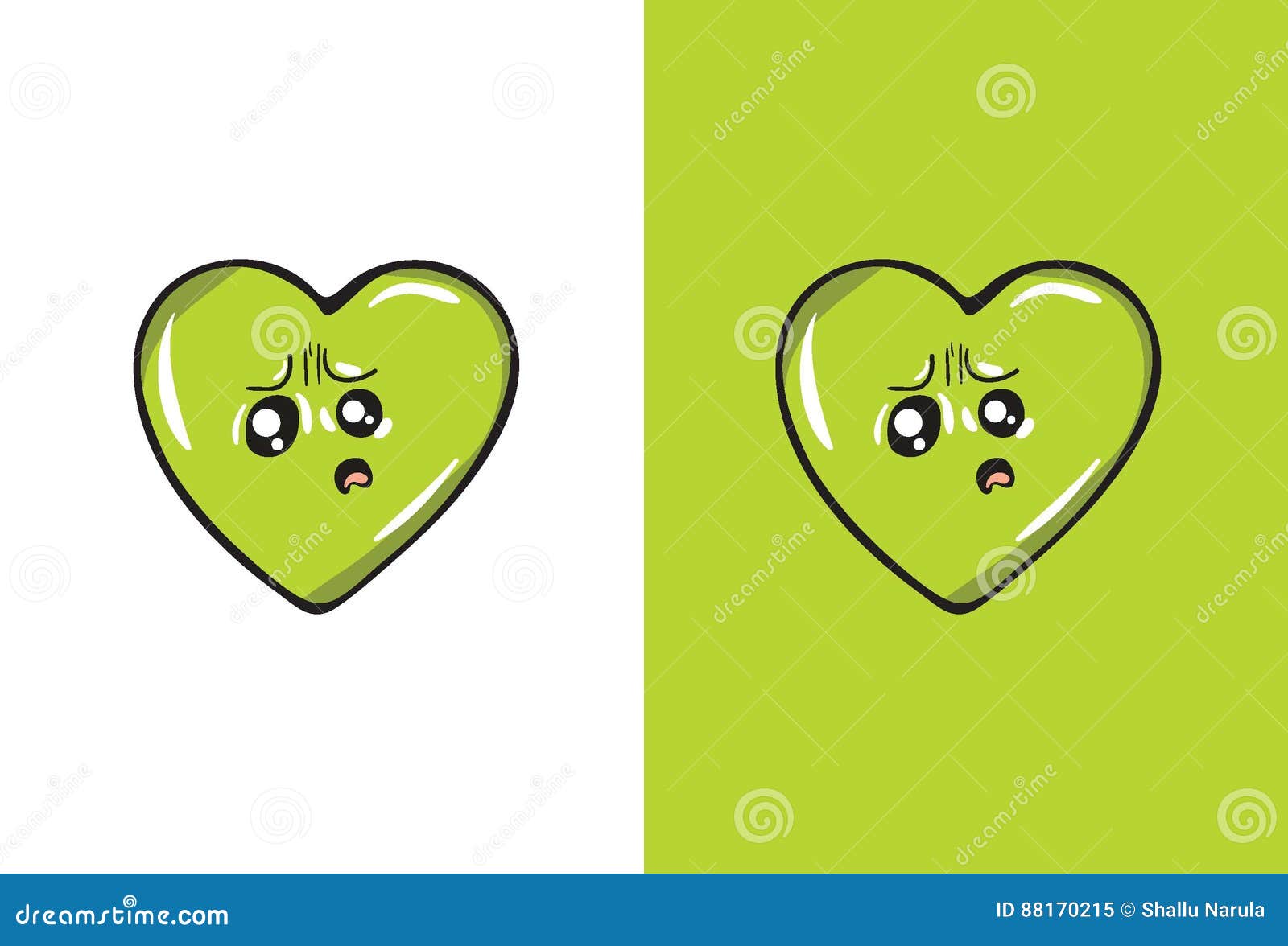 Cartoon Sad Emoji In Heart Shape. Royalty-Free Stock Photography ...