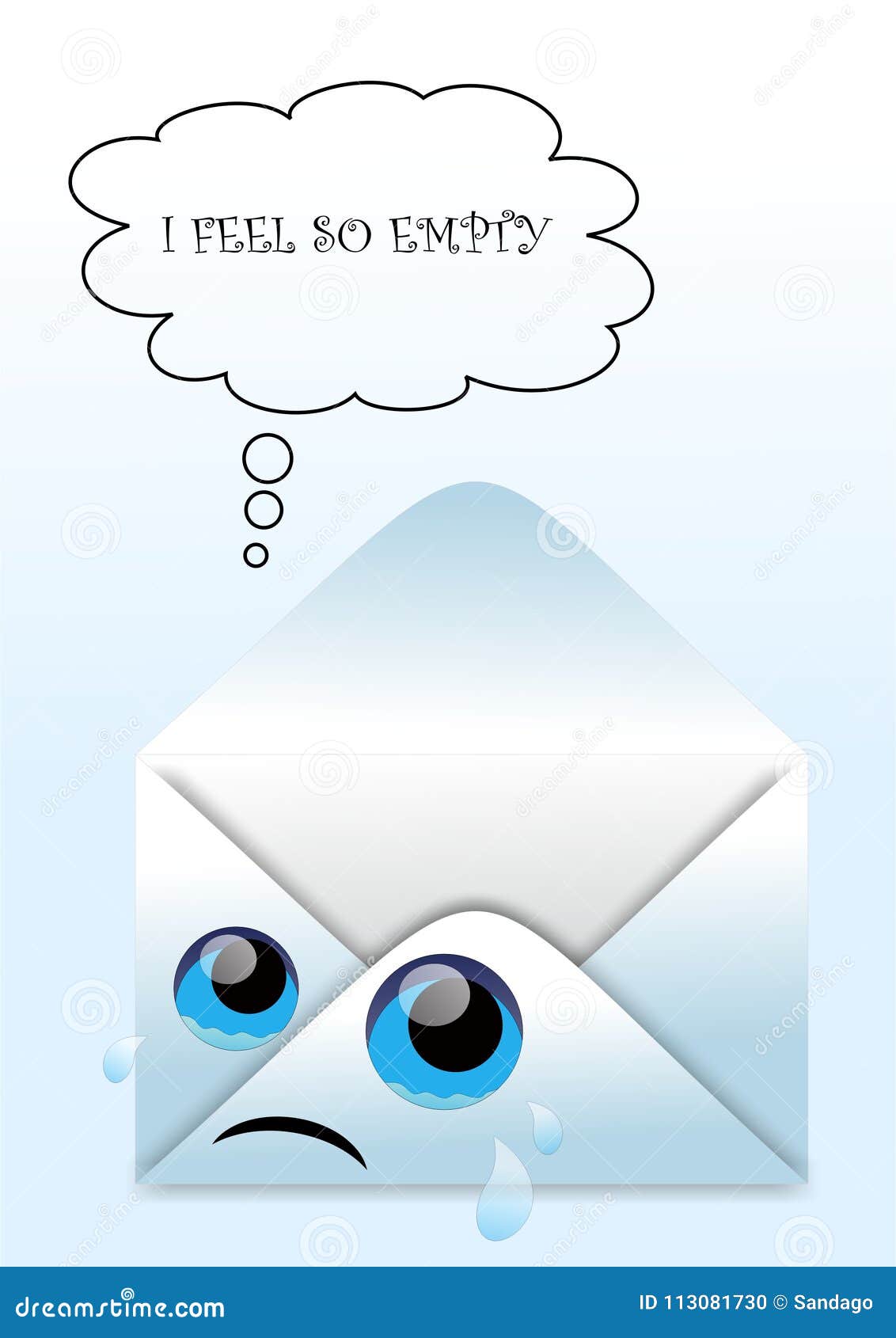 Cartoon of Sad Envelope with Message Stock Illustration - Illustration ...
