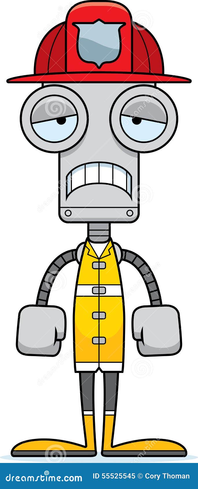 Cartoon Sad Firefighter Robot Stock Vector - Illustration of robot ...