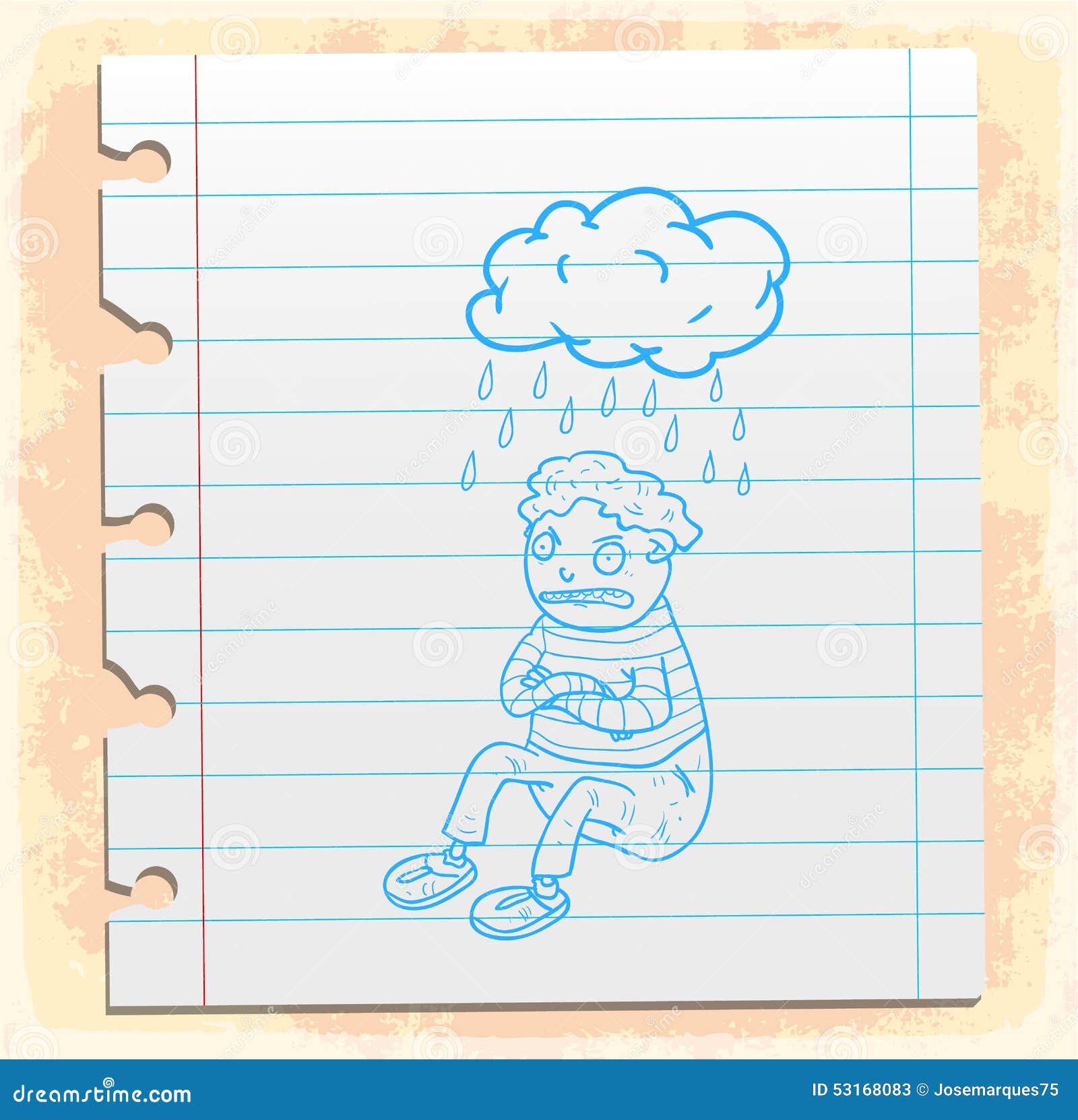 Cartoon Sad Illustration on Paper Note, Vector Illustration Stock ...