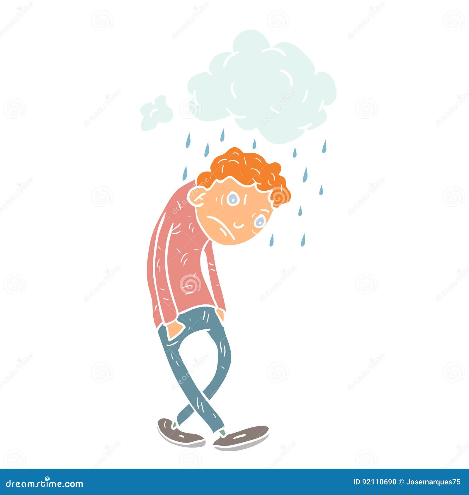 Cartoon sad illustration stock vector. Illustration of drawn - 92110690
