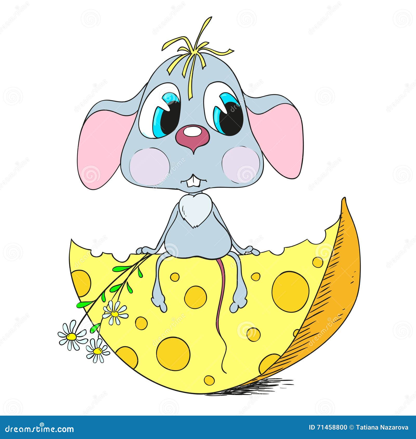 Cartoon Sad Mouse. Mouse and Cheese Stock Illustration - Illustration ...