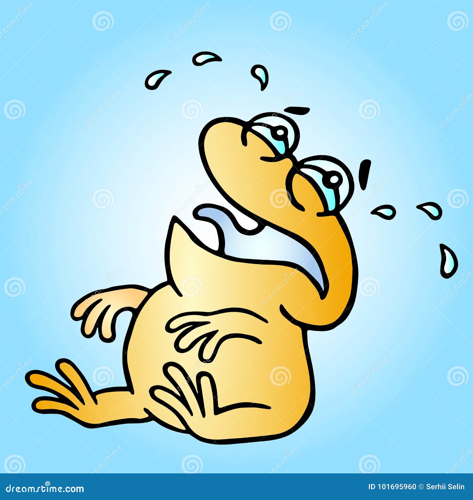 Cartoon Sad Orange Frog. Vector Illustration Stock Vector ...