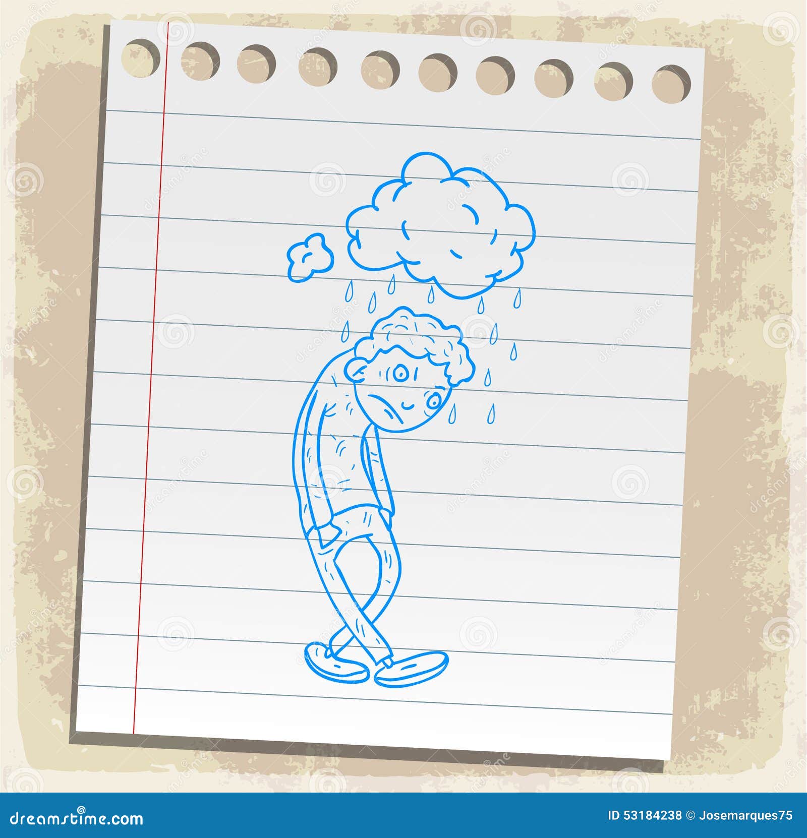 Cartoon Sad on Paper Note, Vector Illustration Stock Vector ...