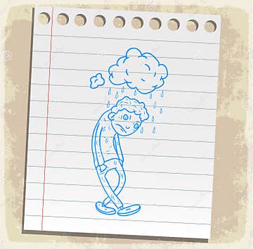Cartoon Sad on Paper Note, Vector Illustration Stock Vector ...