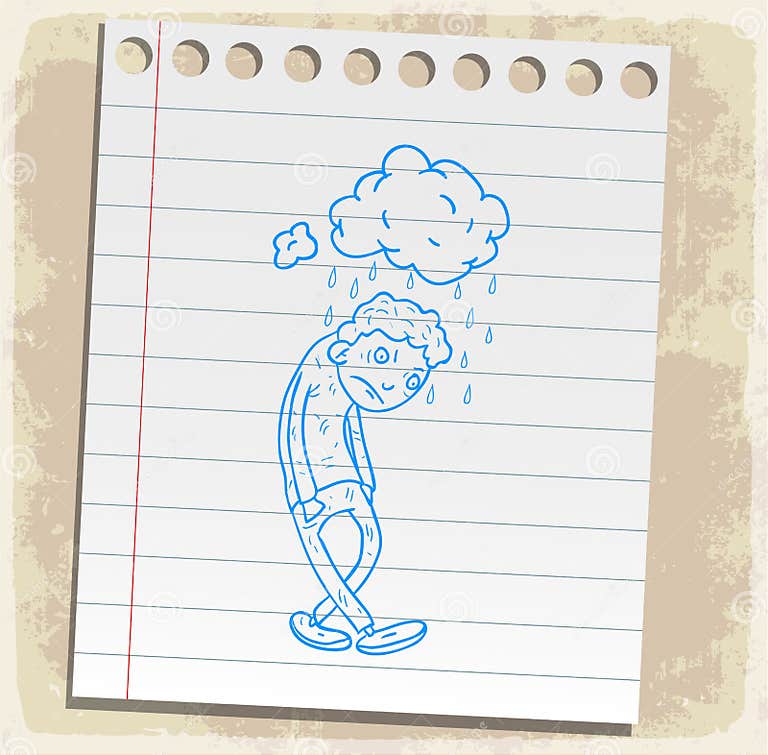 Cartoon Sad on Paper Note, Vector Illustration Stock Vector ...