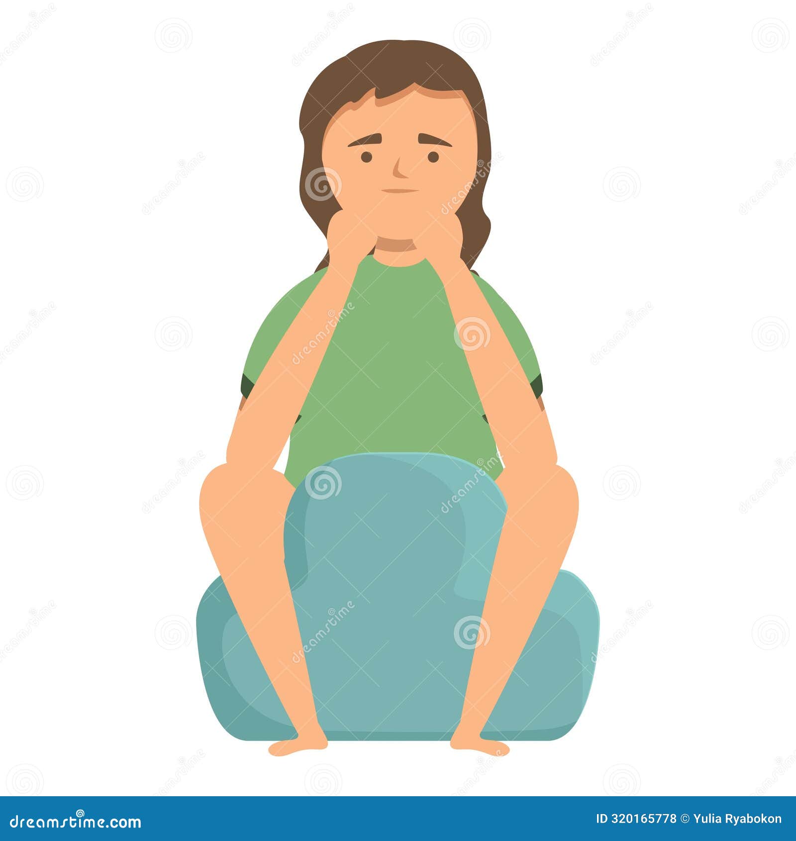 Cartoon Sad Person Sitting and Thinking Stock Vector - Illustration of ...