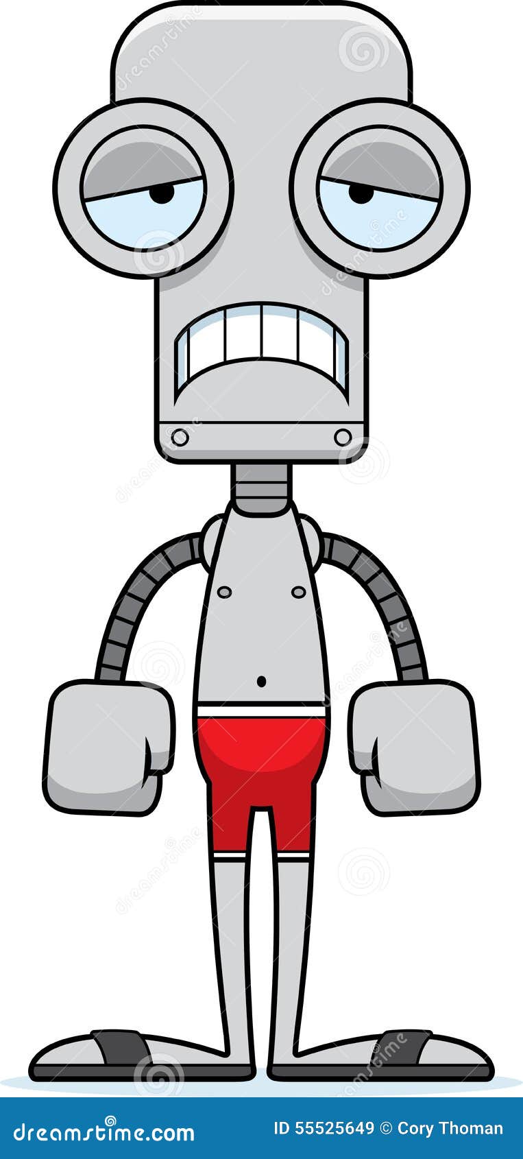 Cartoon Sad Robot Swimsuit stock vector. Illustration of bathing - 55525649