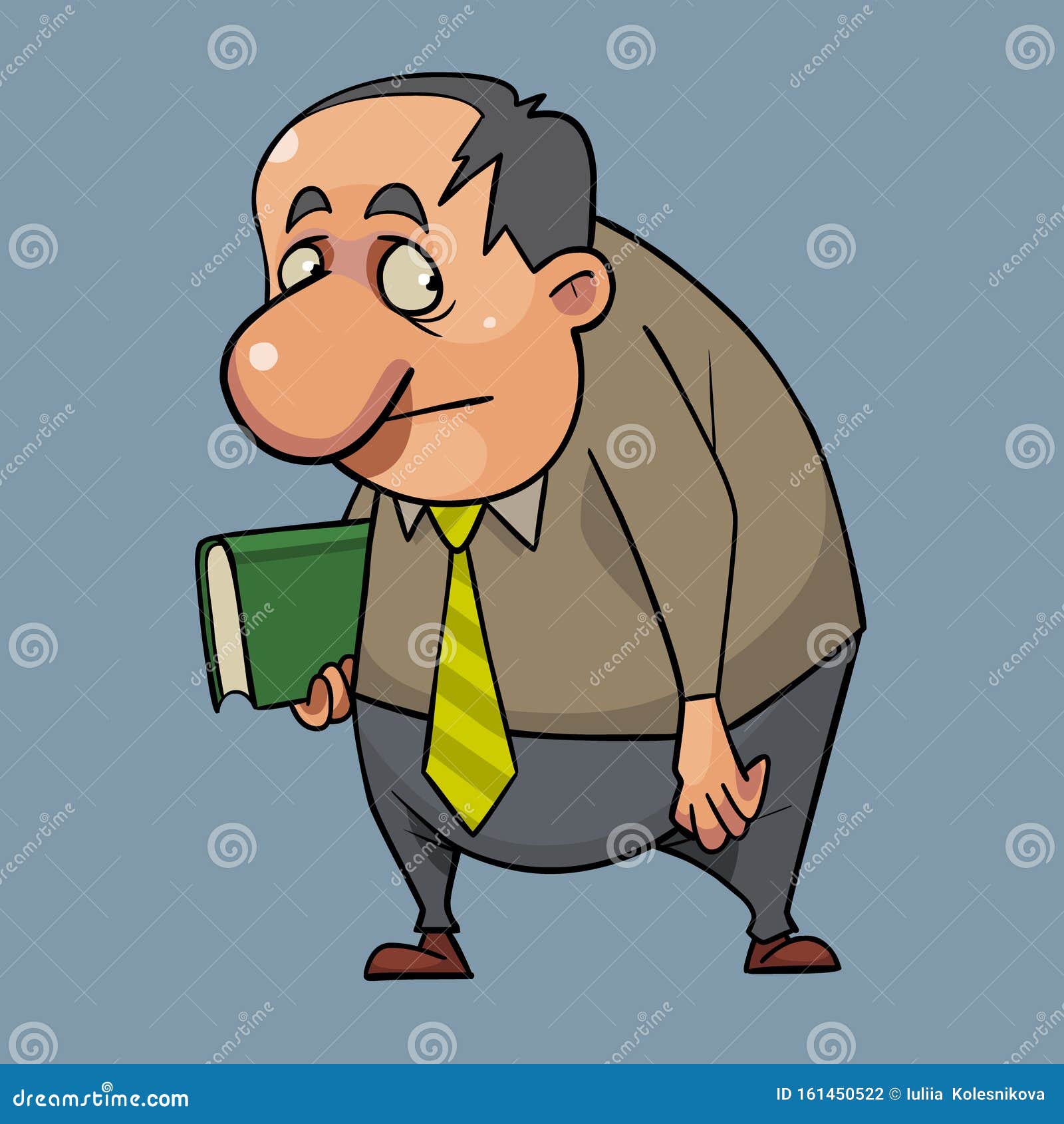 Cartoon Sad Scared Man Standing with a Book in His Hand Stock Vector ...
