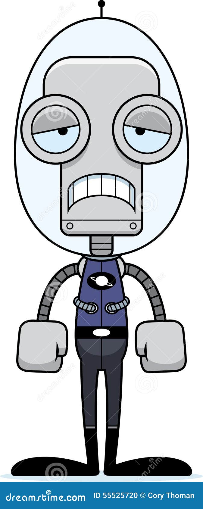 Cartoon Sad Spaceman Robot stock vector. Illustration of machine - 55525720