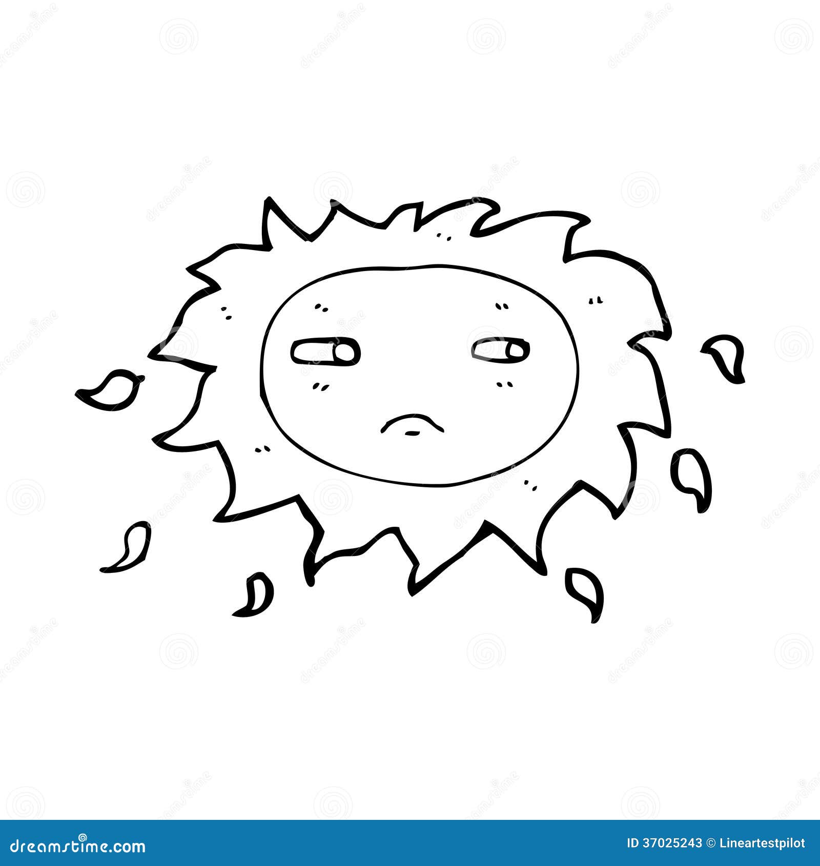 Cartoon sad sun stock illustration. Illustration of clip - 37025243