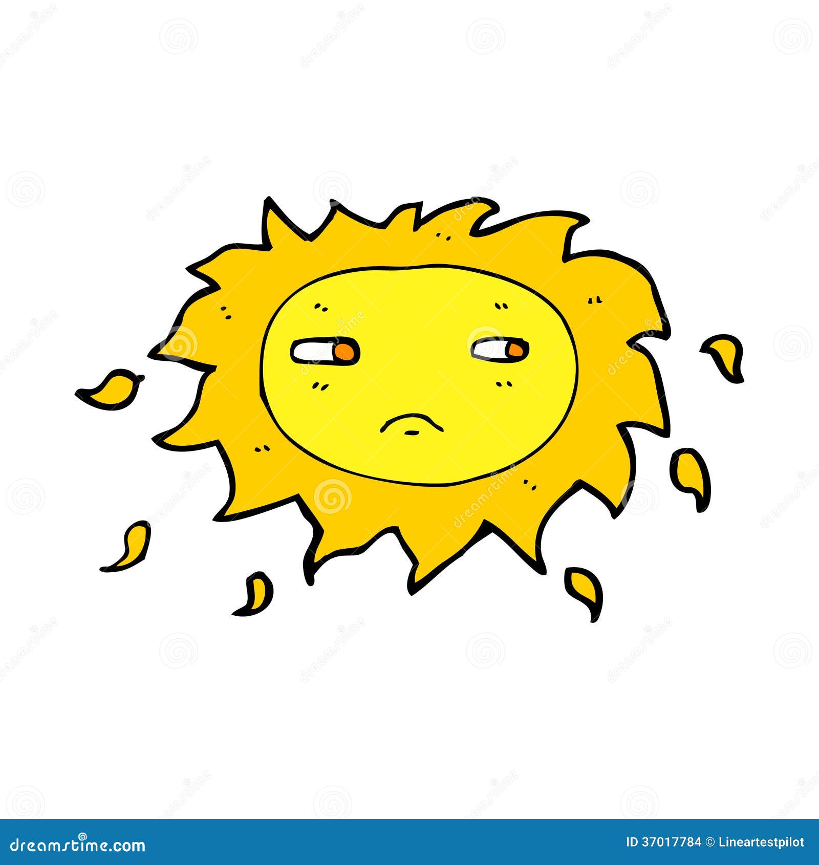 Cartoon sad sun stock vector. Illustration of quirky - 37017784