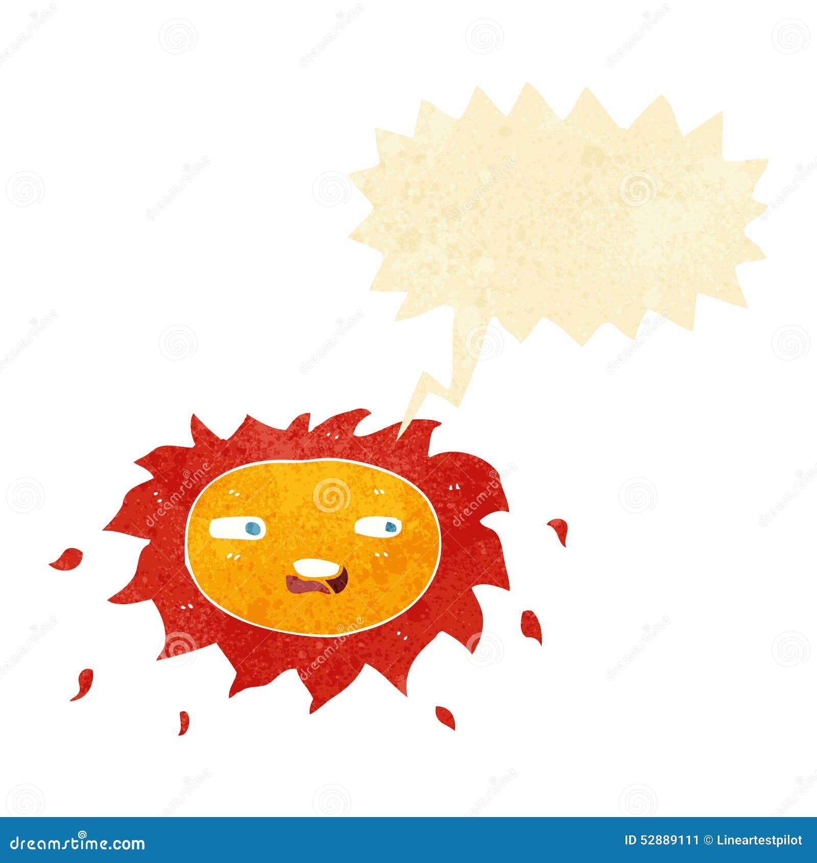 Cartoon Sad Sun with Speech Bubble Stock Illustration - Illustration of ...