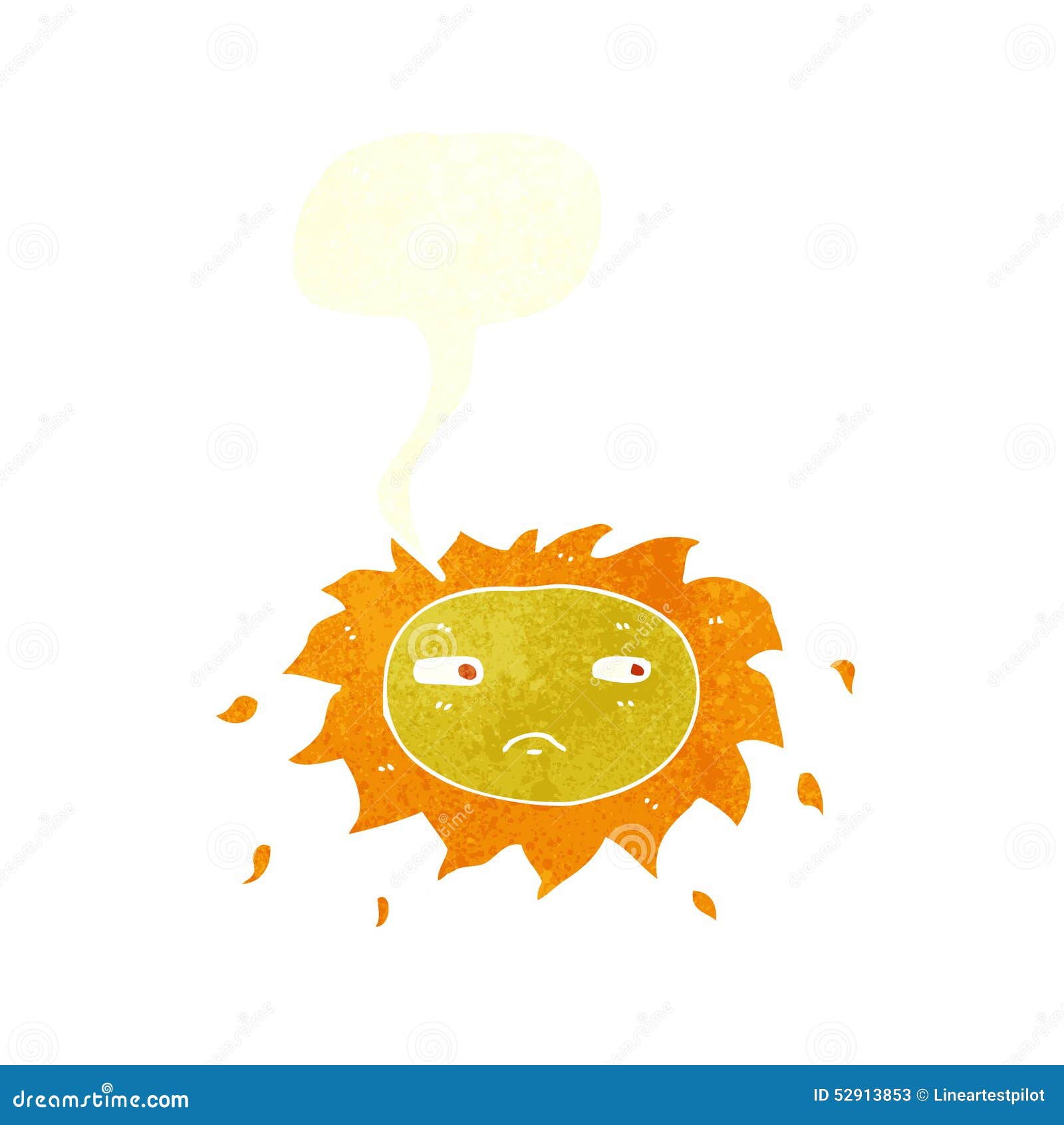 Cartoon Sad Sun with Speech Bubble Stock Illustration - Illustration of ...