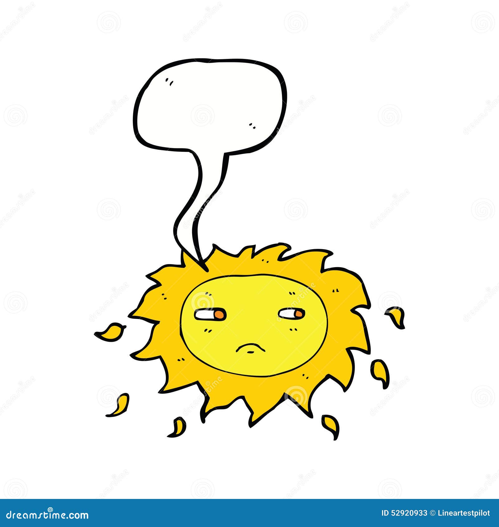 Cartoon Sad Sun with Speech Bubble Stock Illustration - Illustration of ...