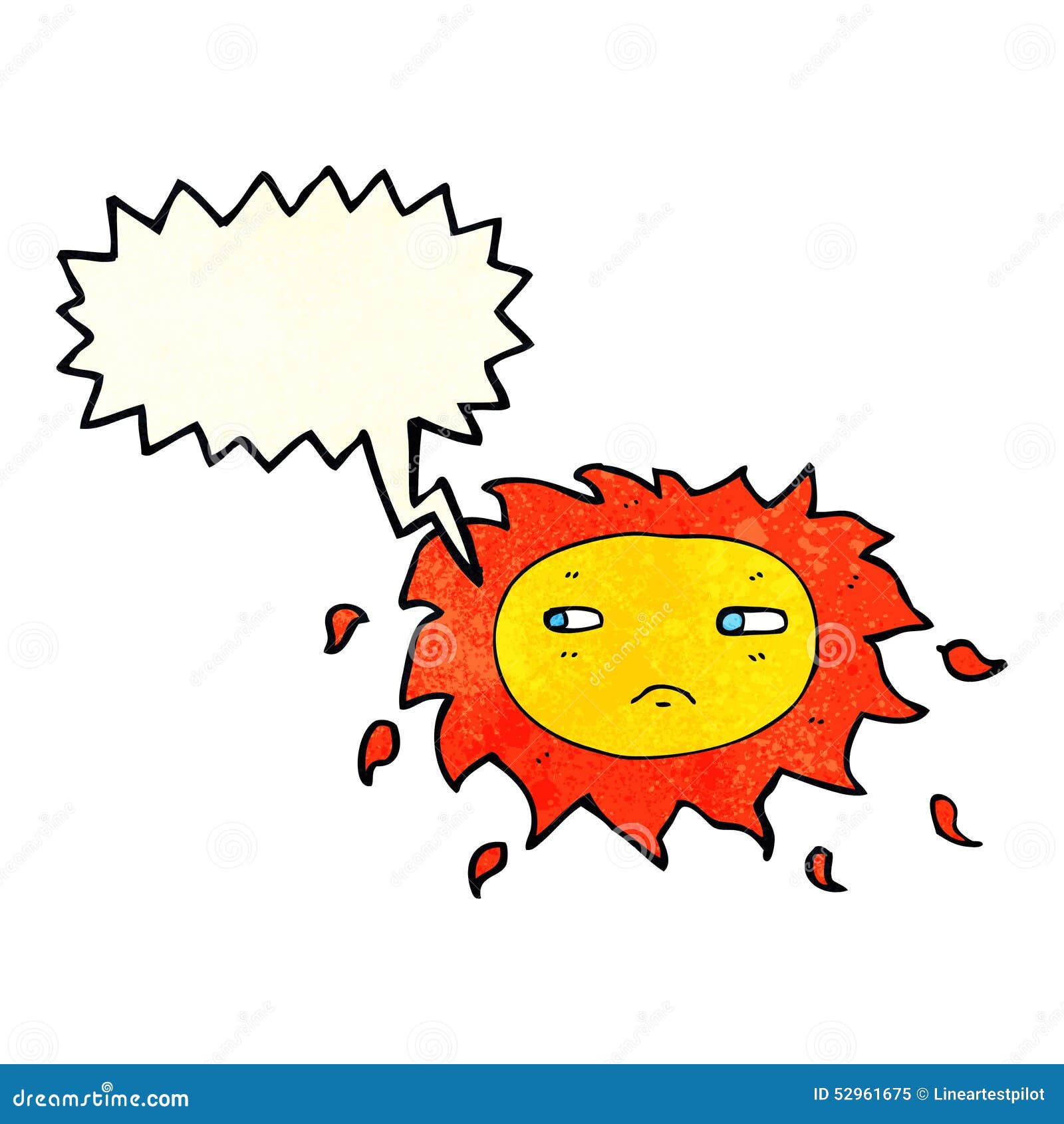 Cartoon Sad Sun with Speech Bubble Stock Illustration - Illustration of ...