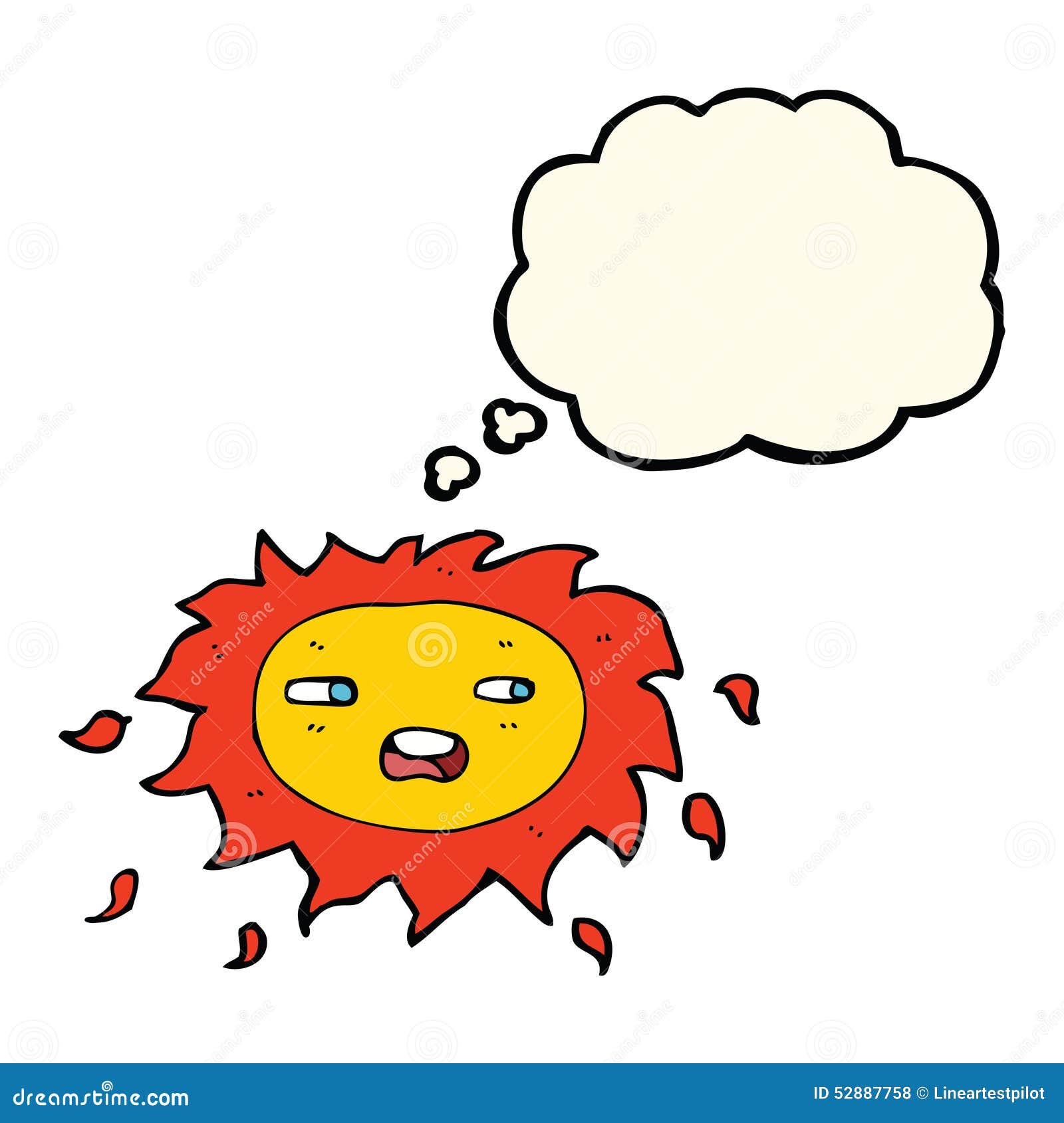 Cartoon Sad Sun with Thought Bubble Stock Illustration - Illustration ...