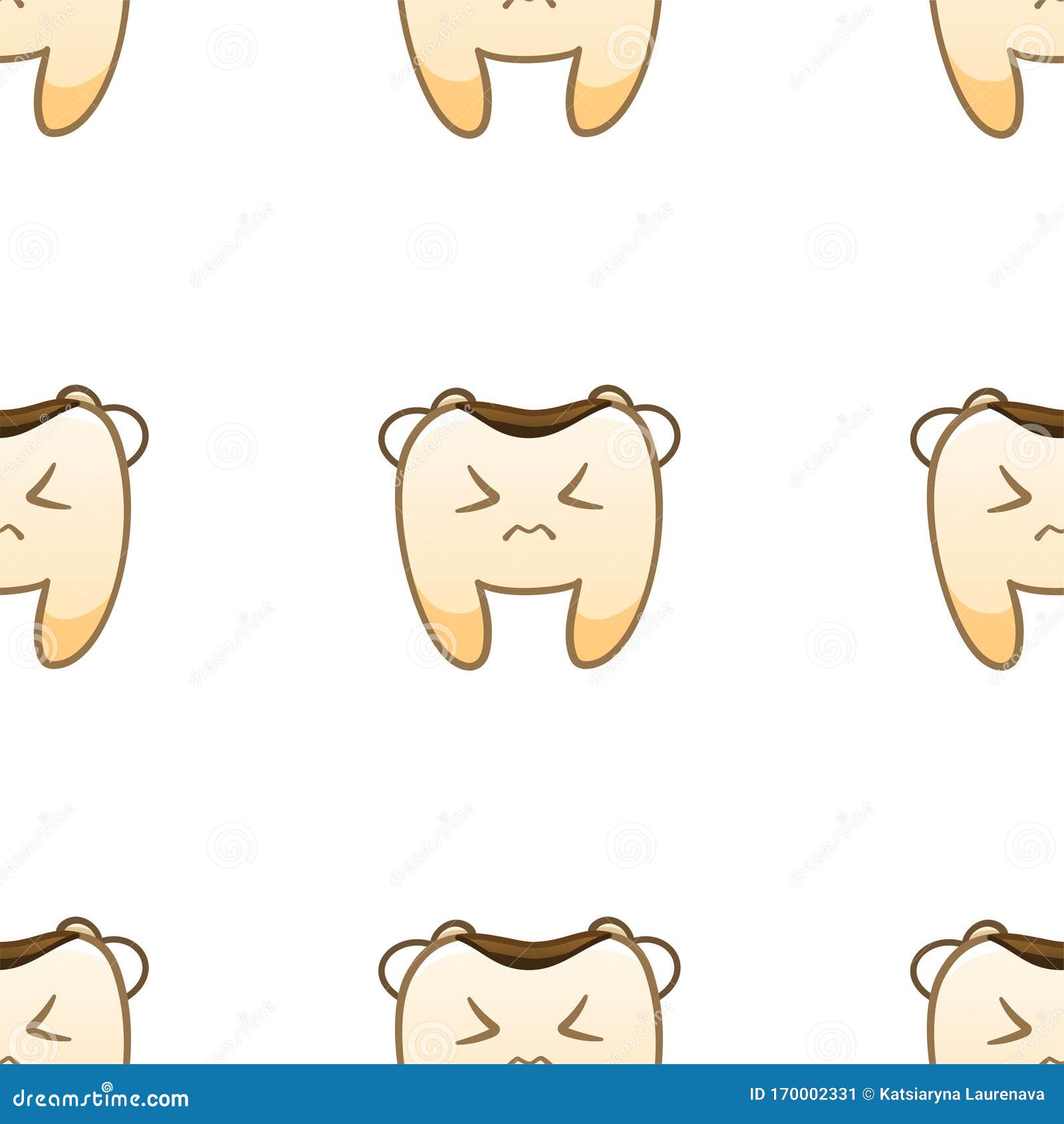Cartoon Sad Teeth with Caries Seamless Pattern for International ...