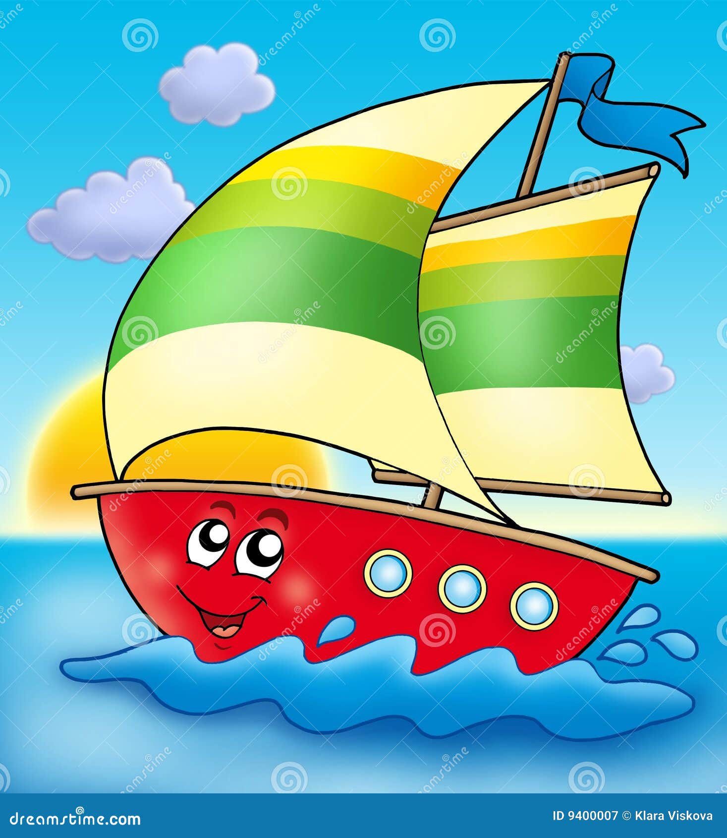 Cartoon Sailing Ship Vector Illustration | CartoonDealer.com #91336498