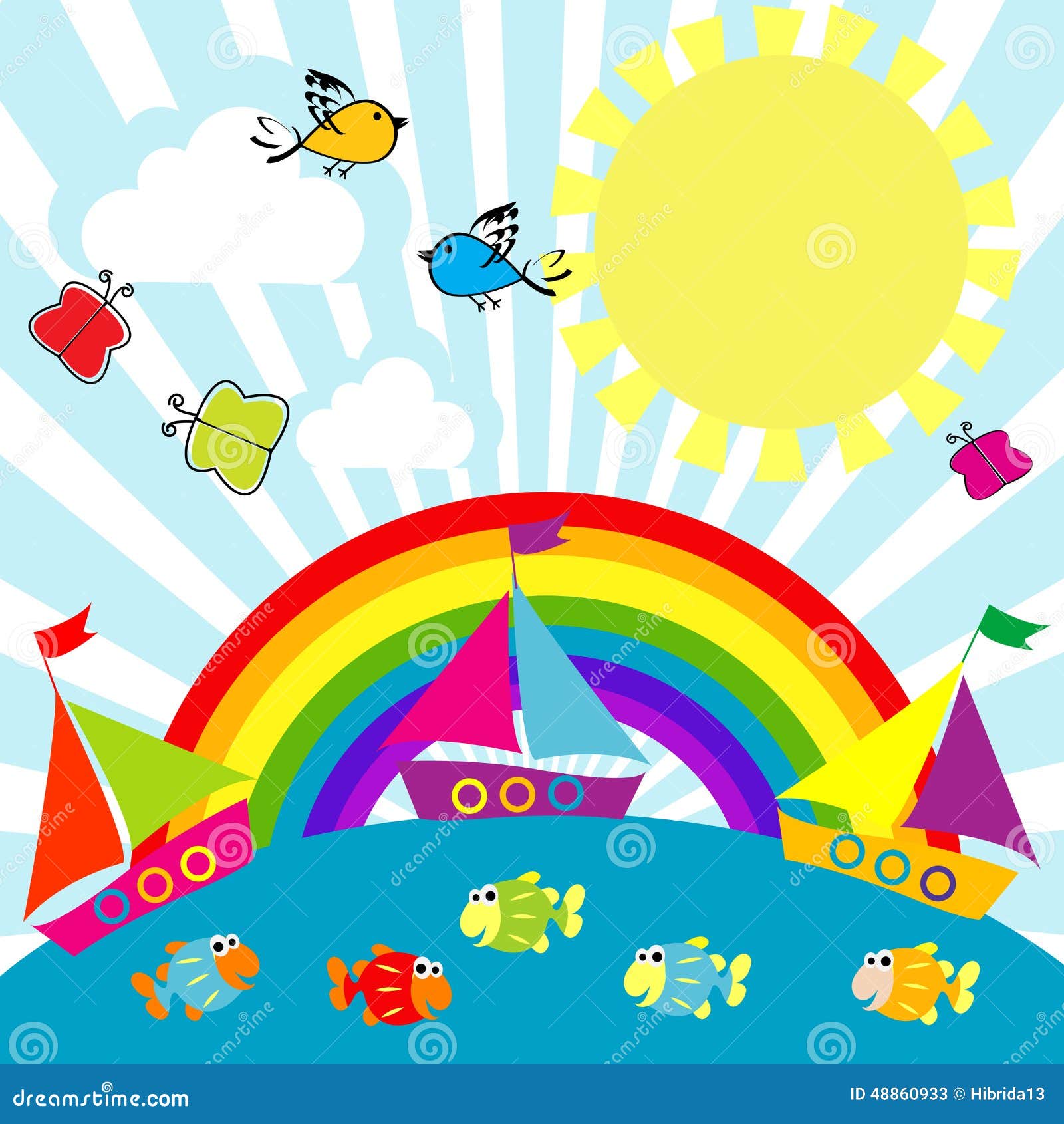 Cartoon Sailing Boat With Sunset | CartoonDealer.com #9400007