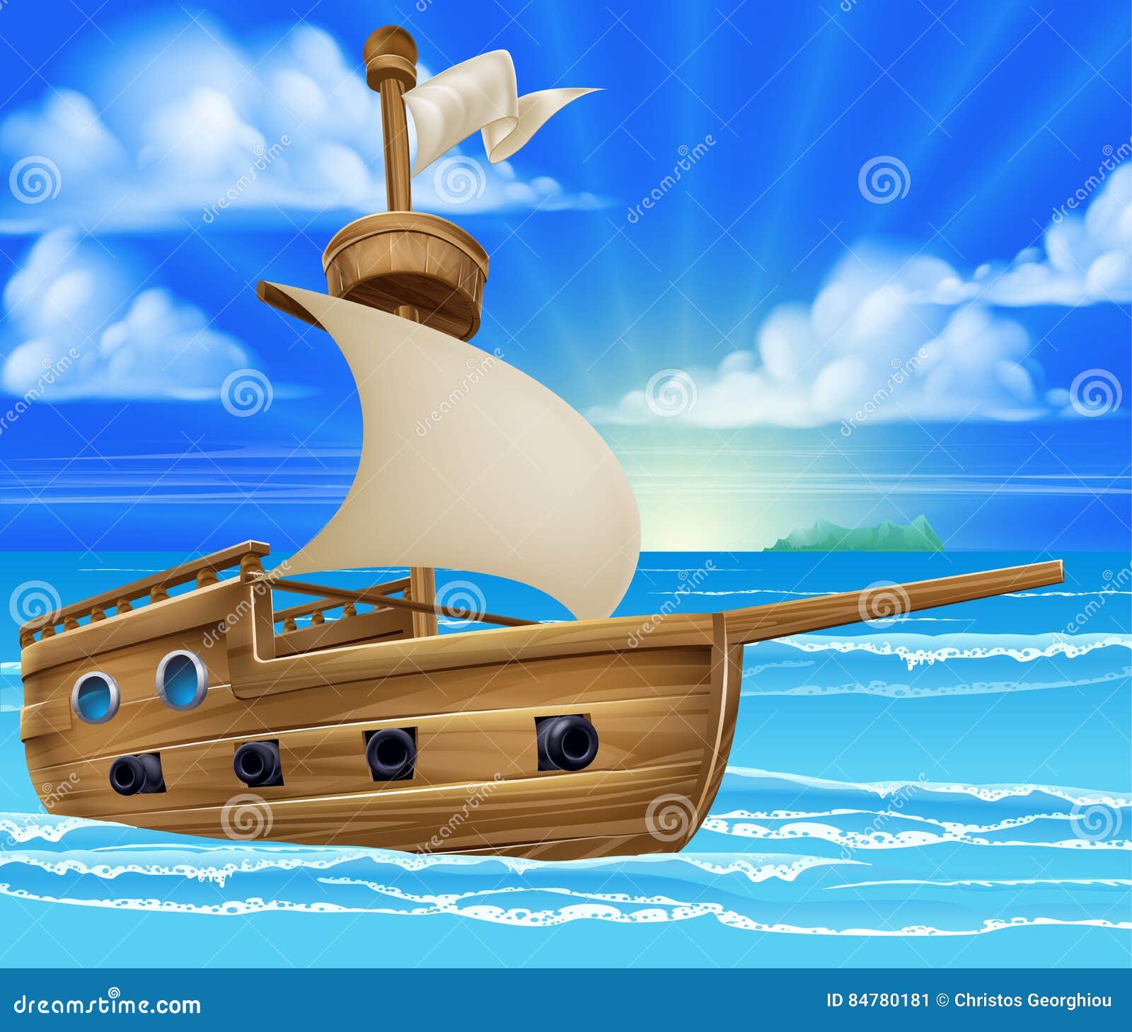 Cartoon Sailing Ship | CartoonDealer.com #84780181