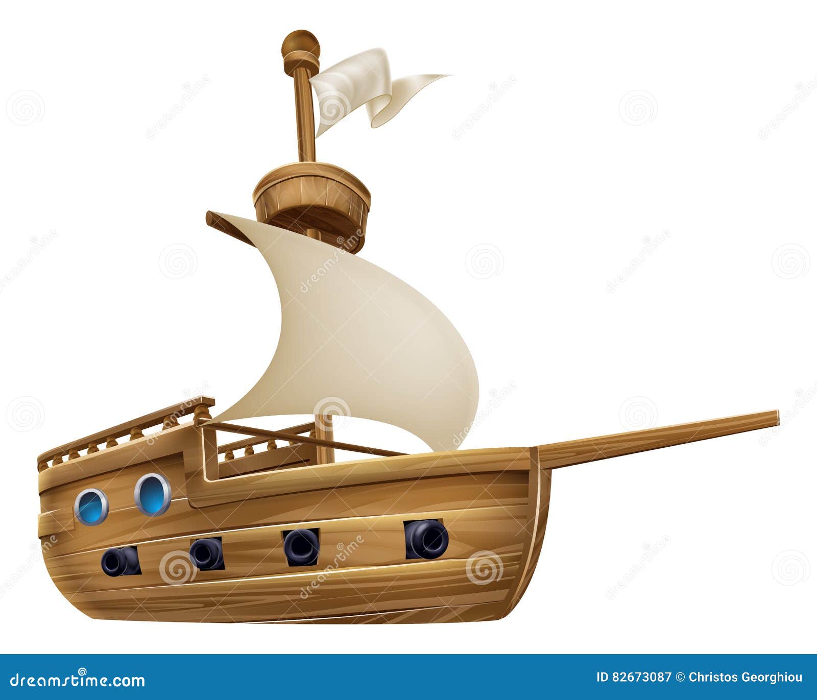 Cartoon Sailing Ship stock vector. Illustration of corsair - 82673087