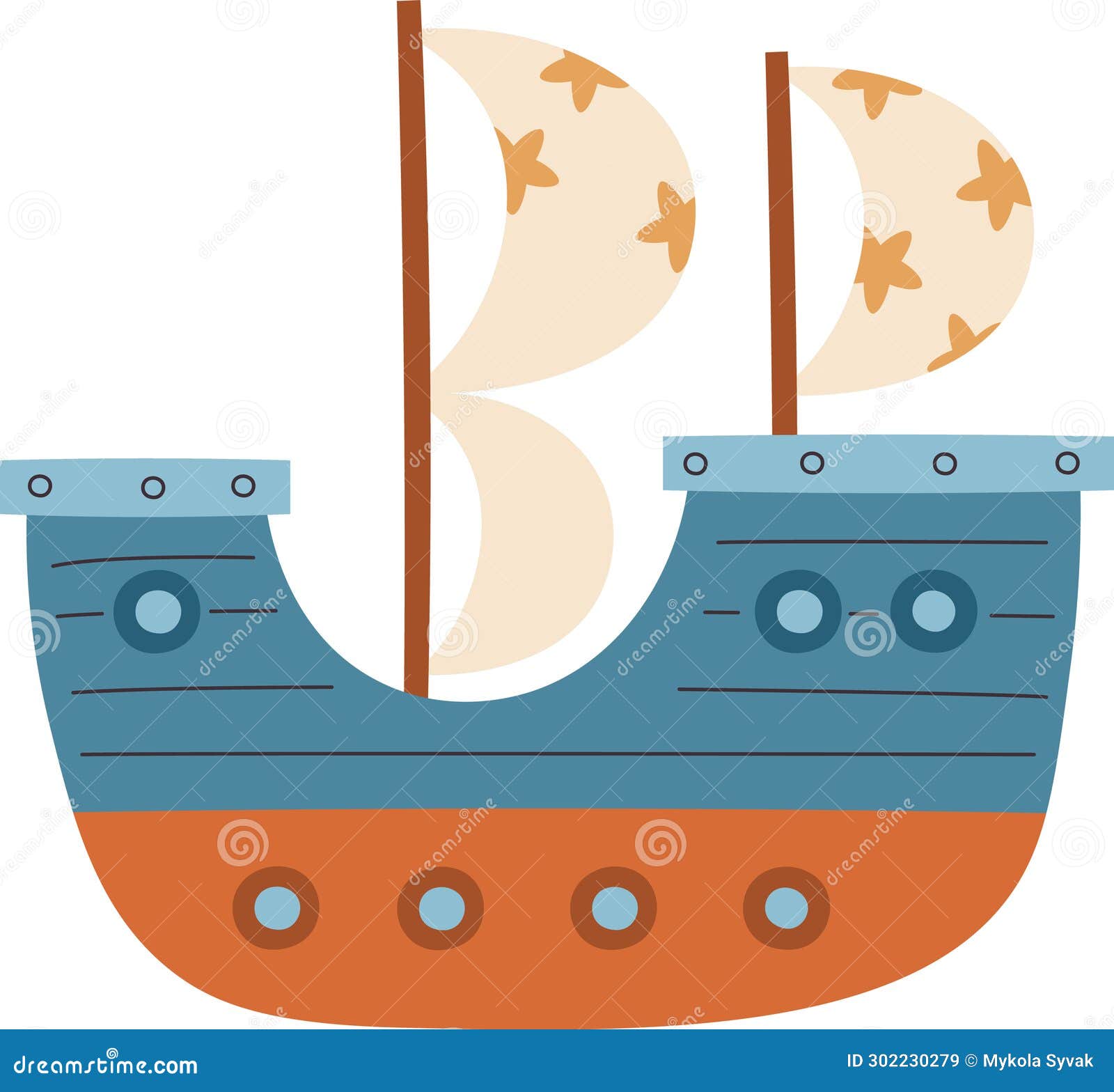 Cartoon Sailing Ship stock vector. Illustration of nautical - 302230279