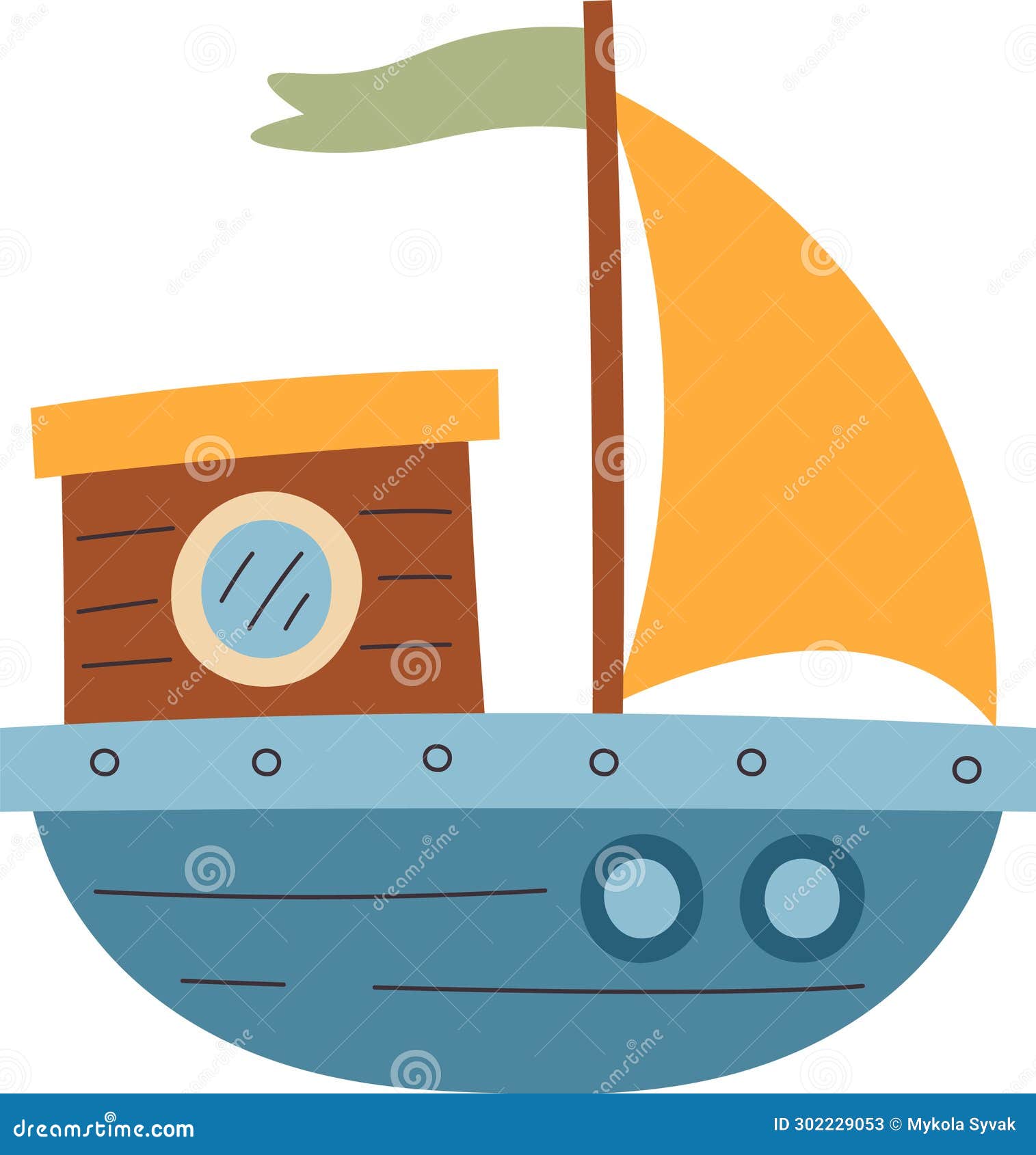 Cartoon Sailing Ship stock vector. Illustration of design - 302229053