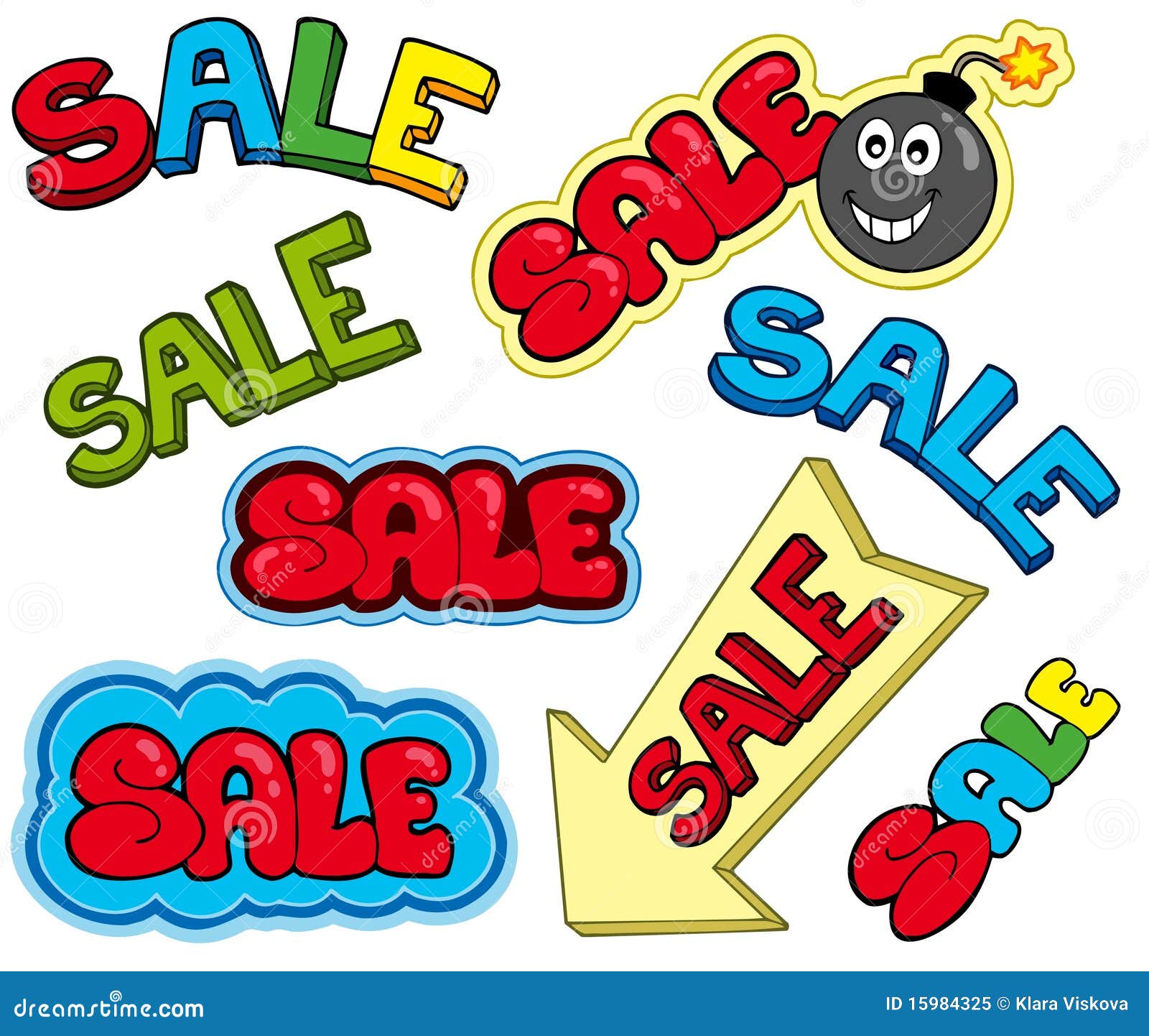 Cartoon sale signs stock vector. Illustration of color - 15984325