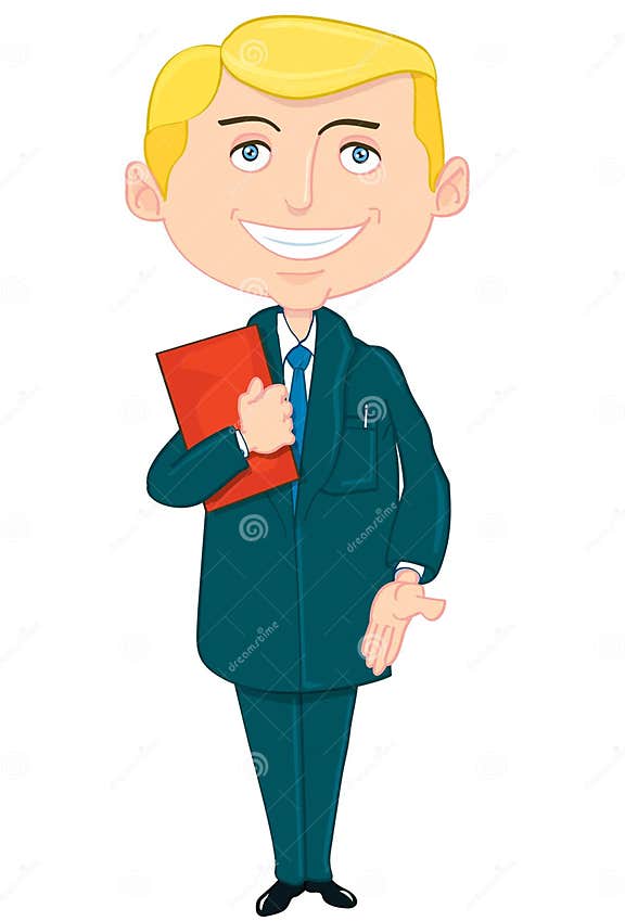 Cartoon saleman in a suit stock vector. Illustration of successful ...