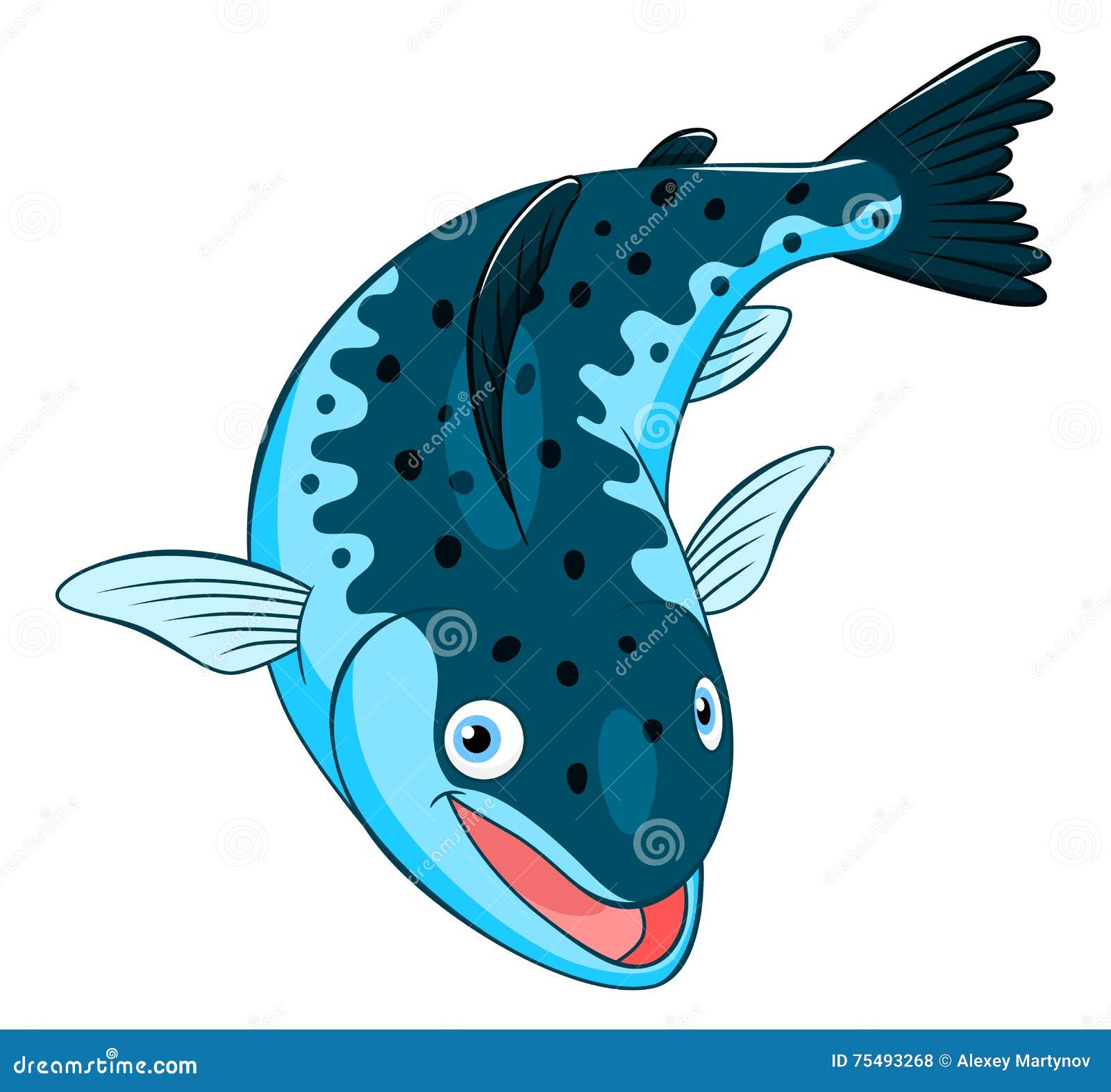 Cartoon salmon stock vector. Illustration of smiling - 75493268